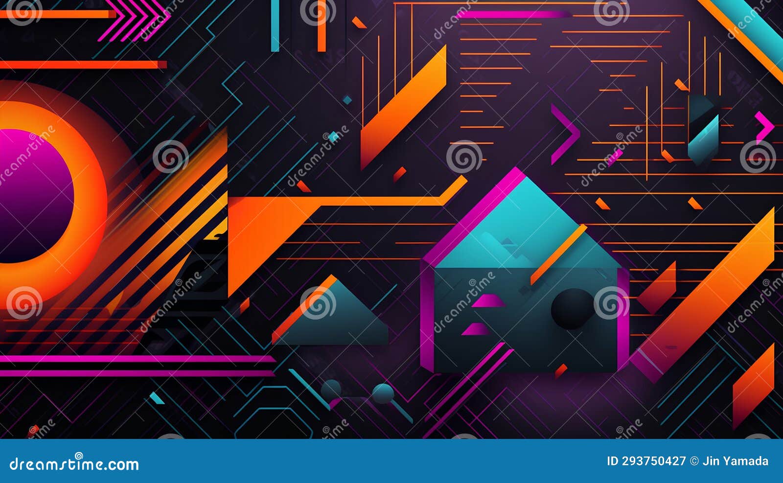 Abstract Geometric Background with Neon Elements. Vector Illustration ...
