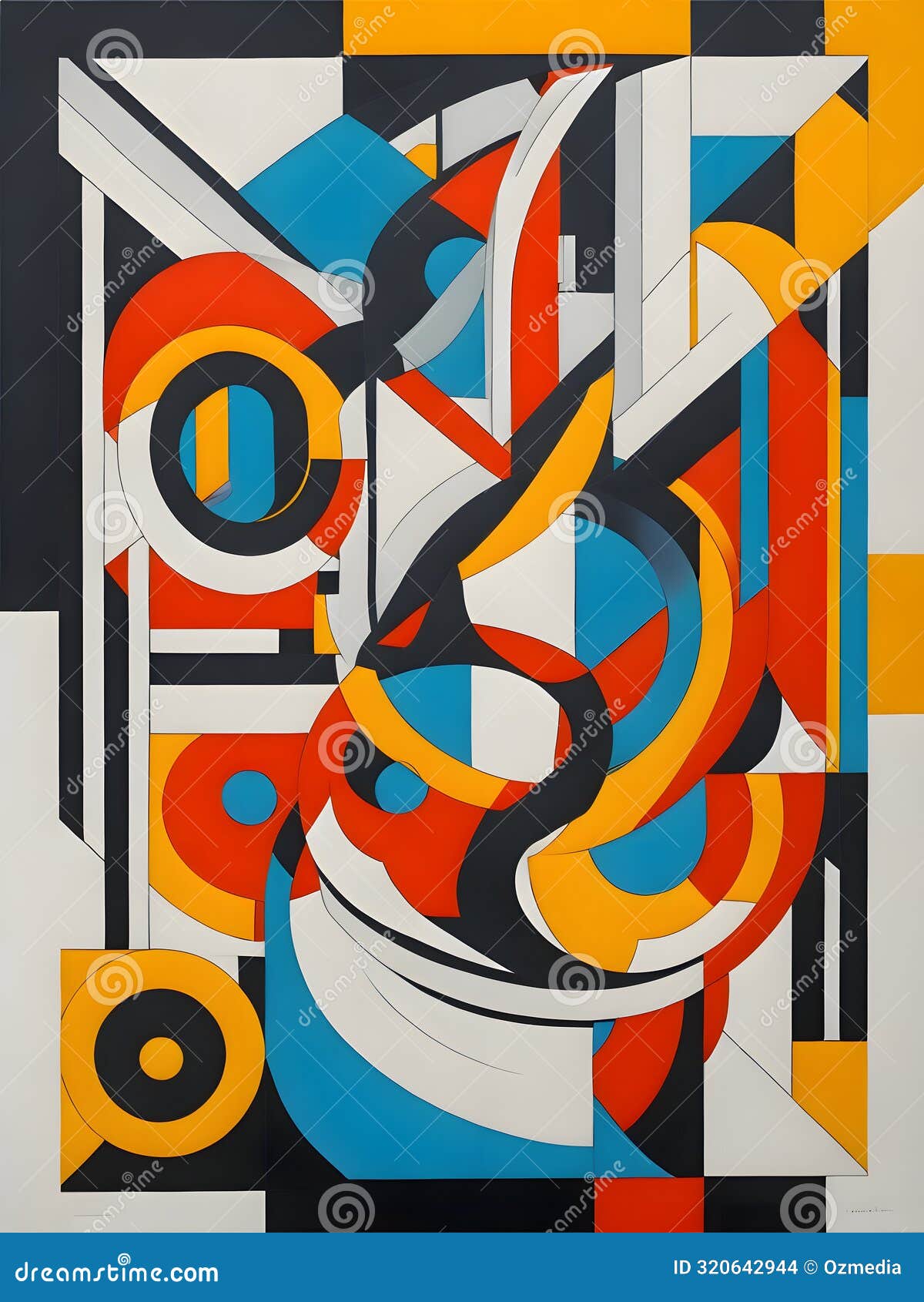 Abstract Geometric Background with Overlapping Elements and Shapes in ...