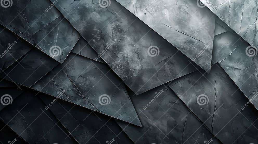 Abstract Geometric Background with Overlapping Metallic Gray Panels ...