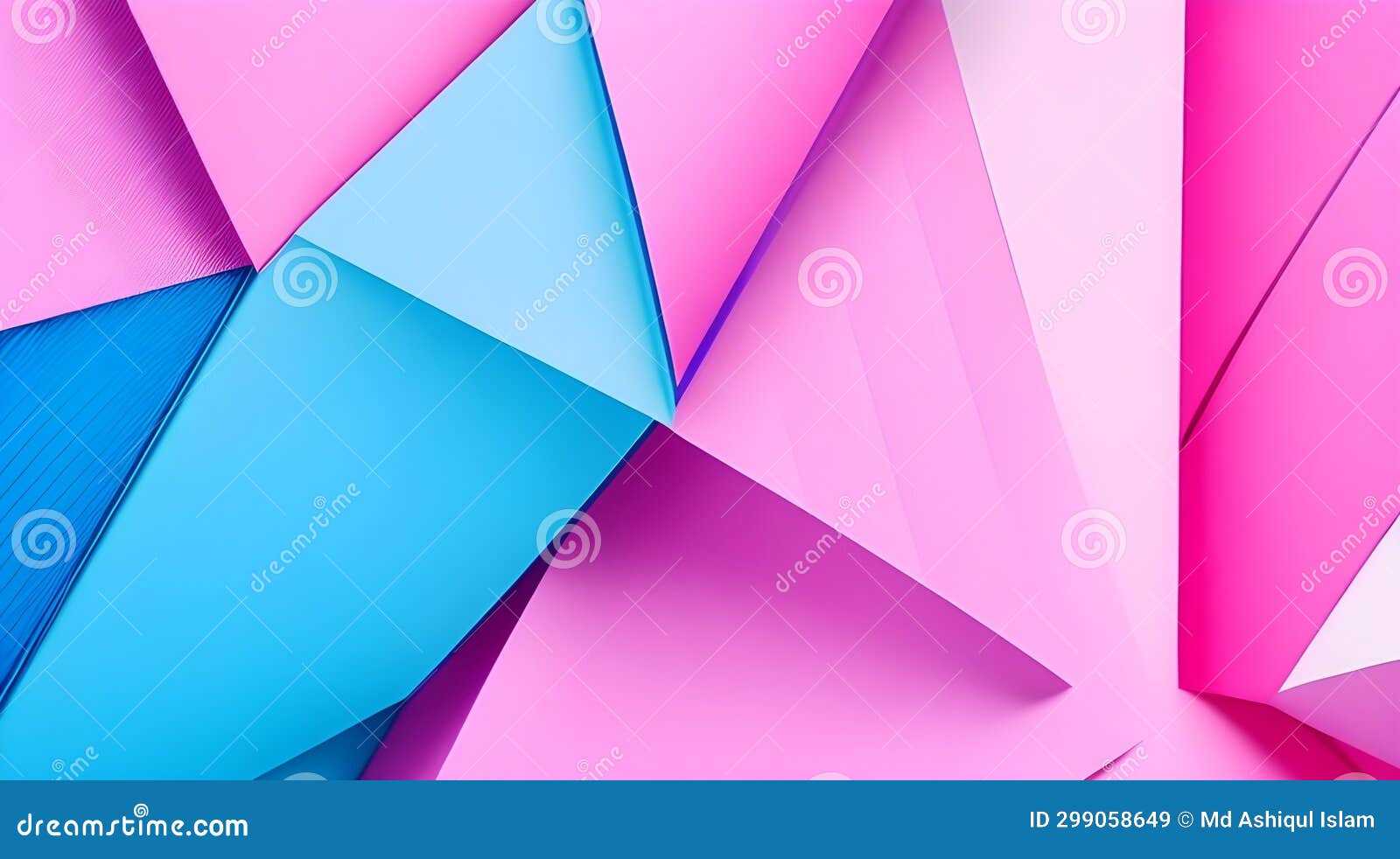 Abstract Geometric Background of Pink and Blue Paper Sheets. 3d ...
