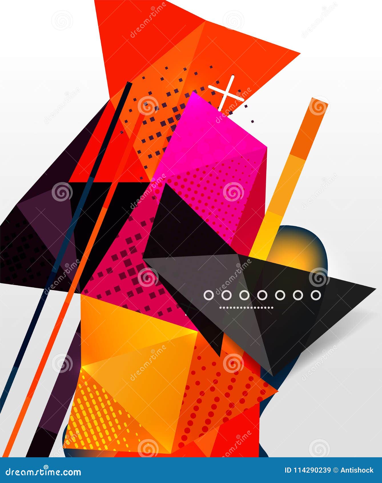 Abstract Geometric Background, Polygonal Triangle Elements, Lines and ...