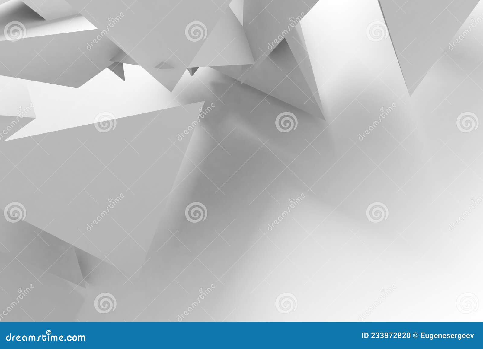 Abstract Geometric Background, Random White Triangular Objects, 3 D ...
