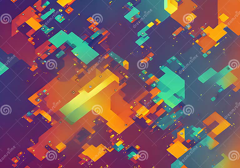 Geometric Panels Neon Magic Abstract Layout Levels. Stock Illustration ...