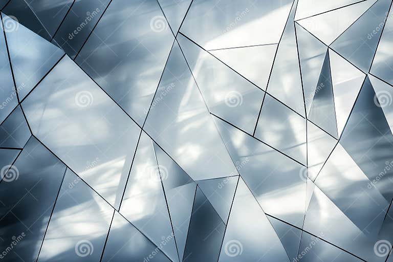 Abstract Geometric Background with Reflective Metallic Surfaces and ...