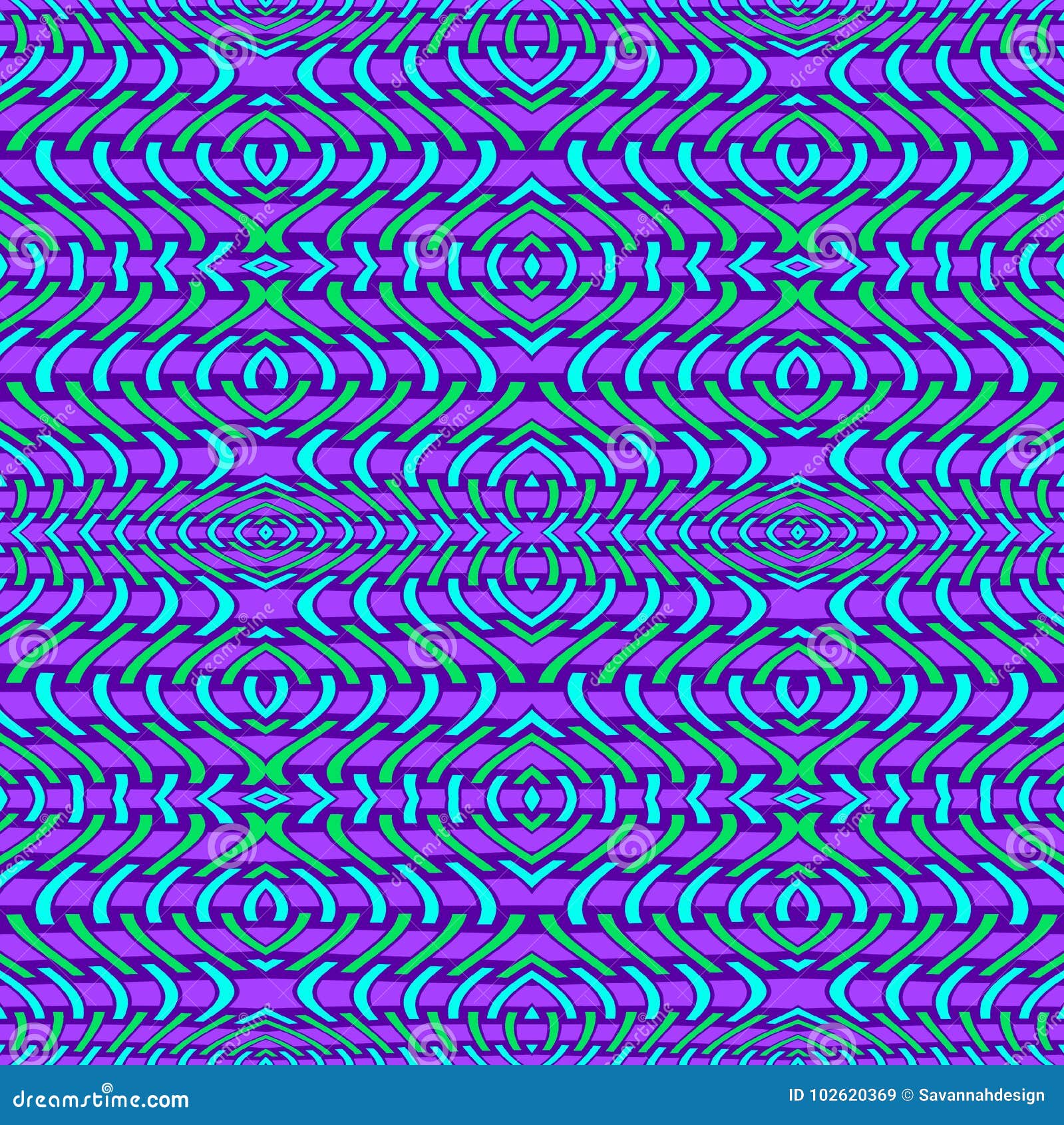 Regular Pattern with Wiggly Lines Purple Blue Green Stock Illustration ...