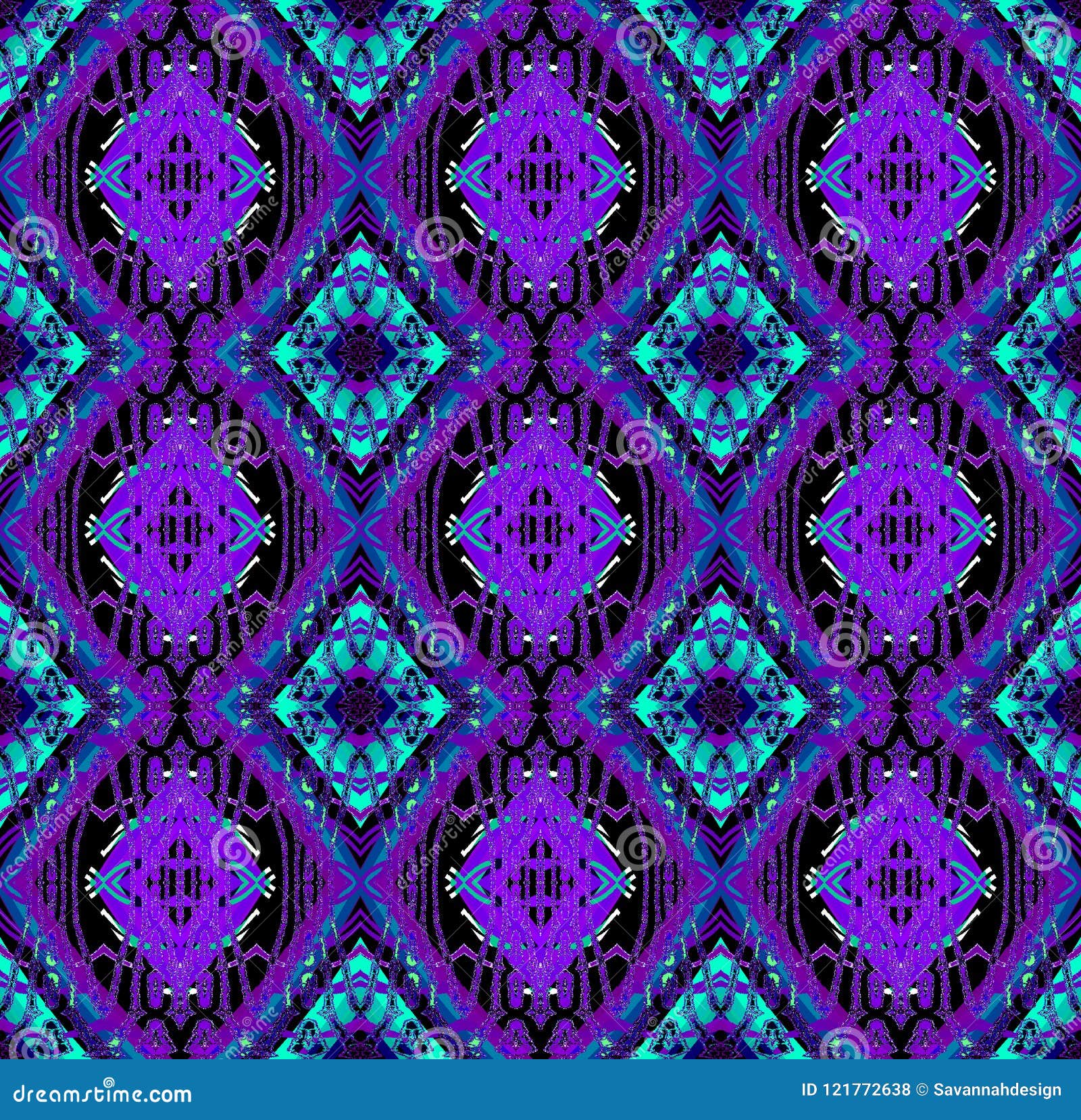 Seamless Diamond Pattern Purple Turquoise Black Stock Illustration ...