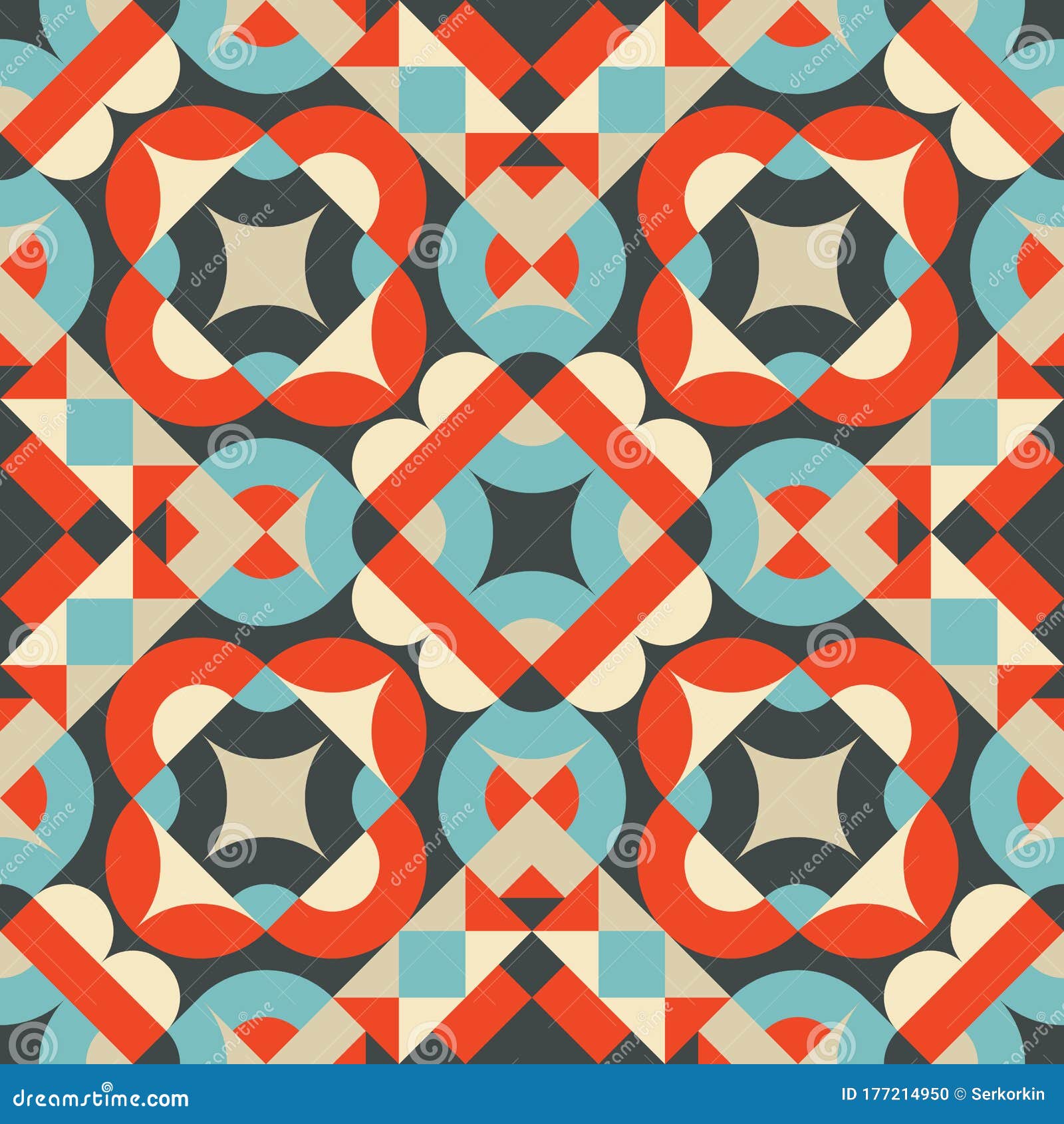 Abstract Geometric Background. Seamless Pattern Design. Blue, Red and ...