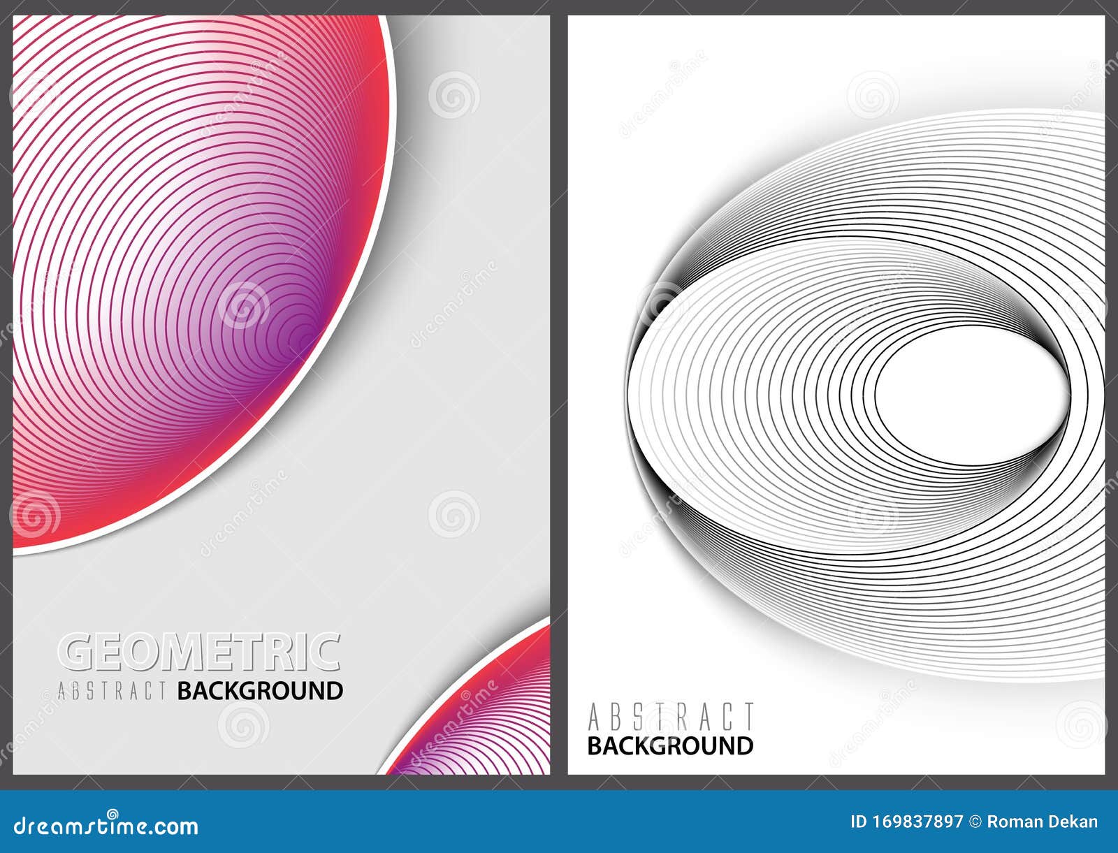 Abstract Geometric Background Set with Circular Pattern Stock Vector ...