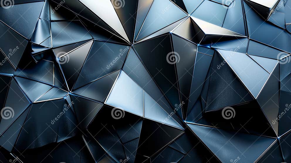 Abstract Geometric Background with Sharp, Metallic Triangles in Shades ...
