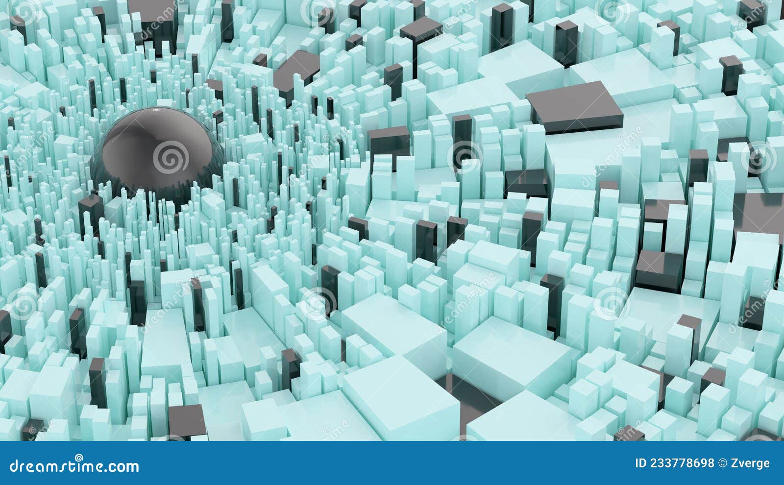 Abstract Geometric Background with Square Extrude and Black Sphere ...