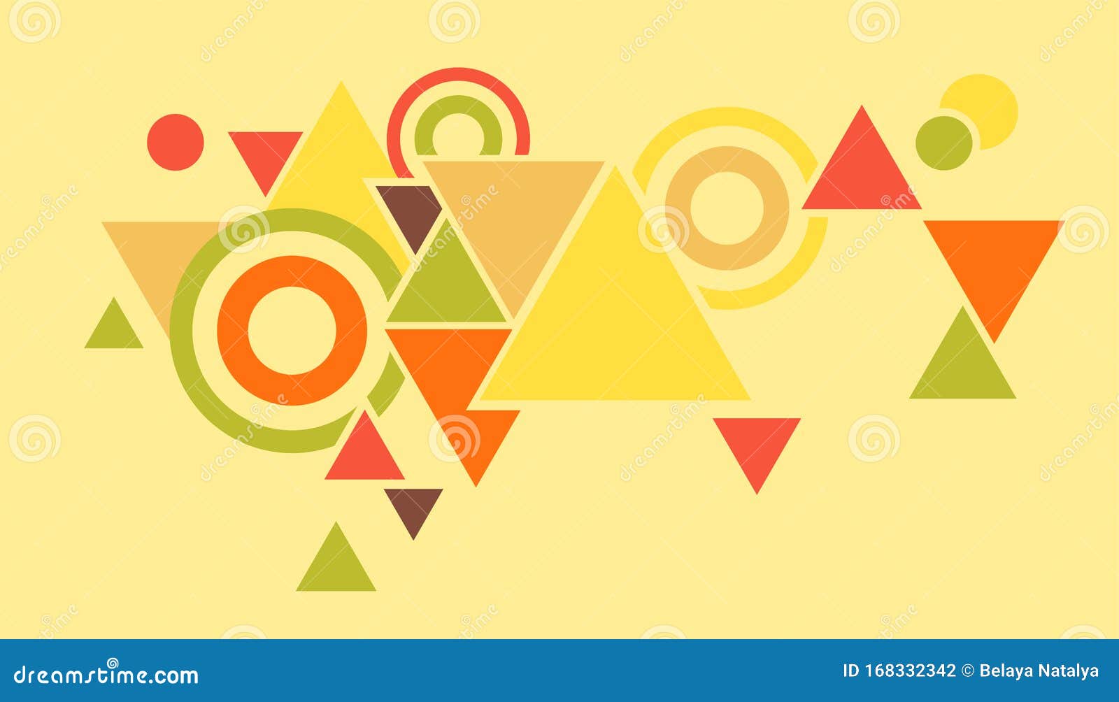 Abstract Geometric Background of Triangles and Circles, Bright Color ...