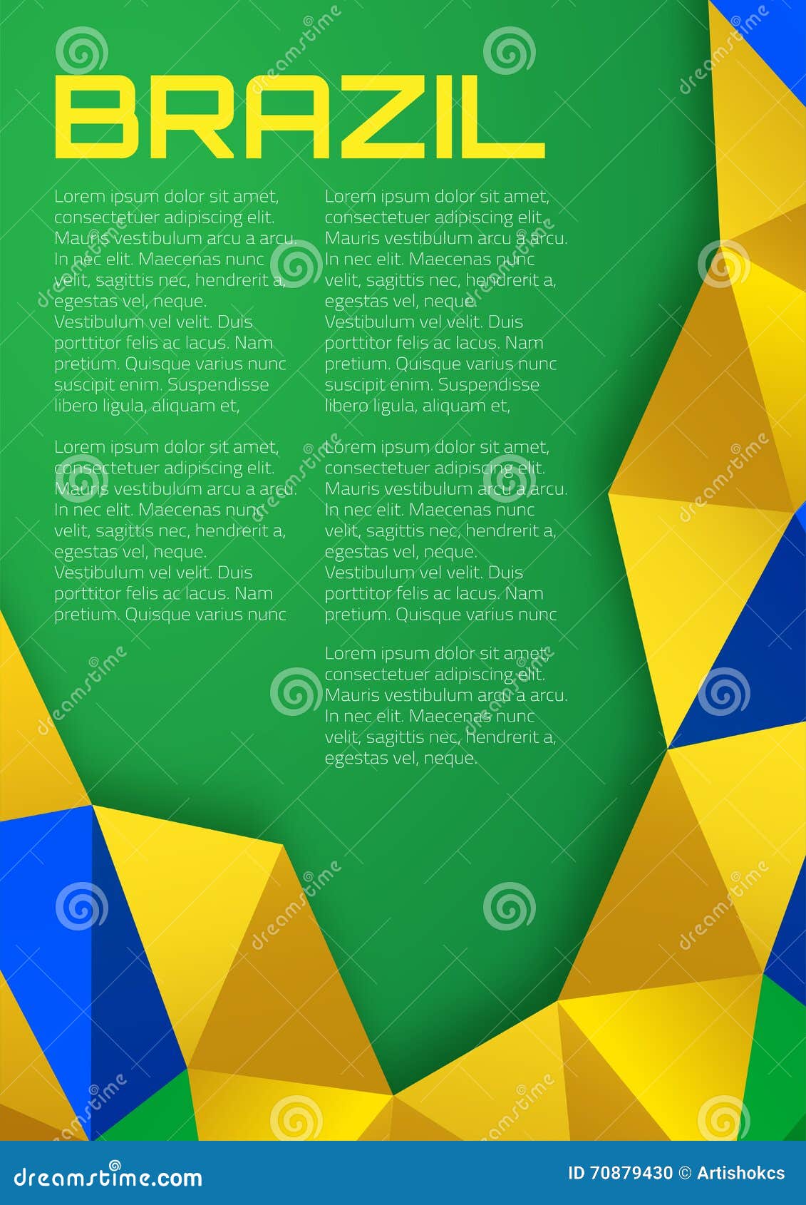 Abstract Geometric Background Using Brazil Flag Colors 2016, A4 Format ...