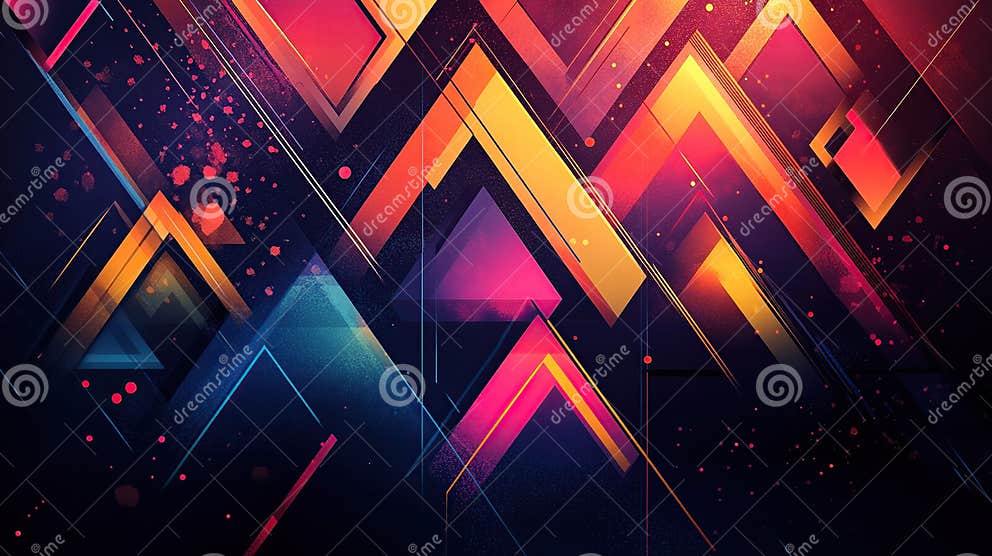 Abstract Geometric Background with Vibrant Triangles and Glowing ...