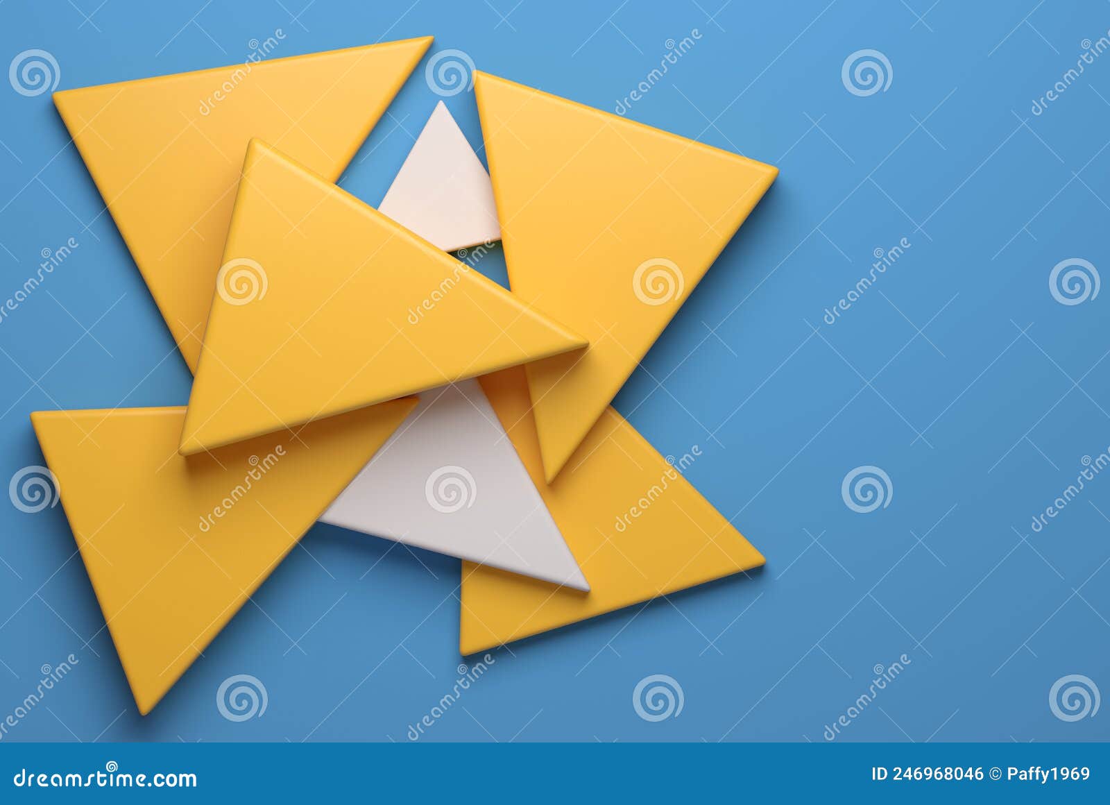 Abstract Geometric Background of Yellow Triangles on Blue Background ...