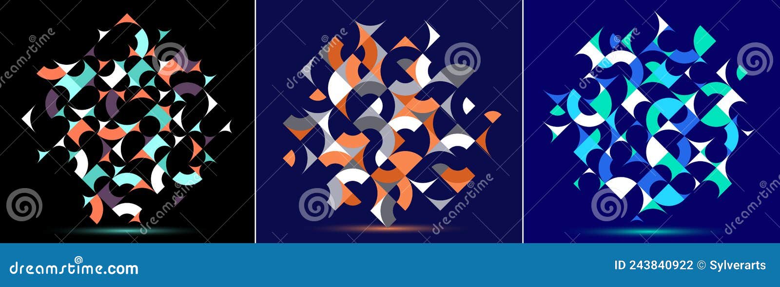 Abstract Geometric Backgrounds Set, Vector Design Elements in Retro ...