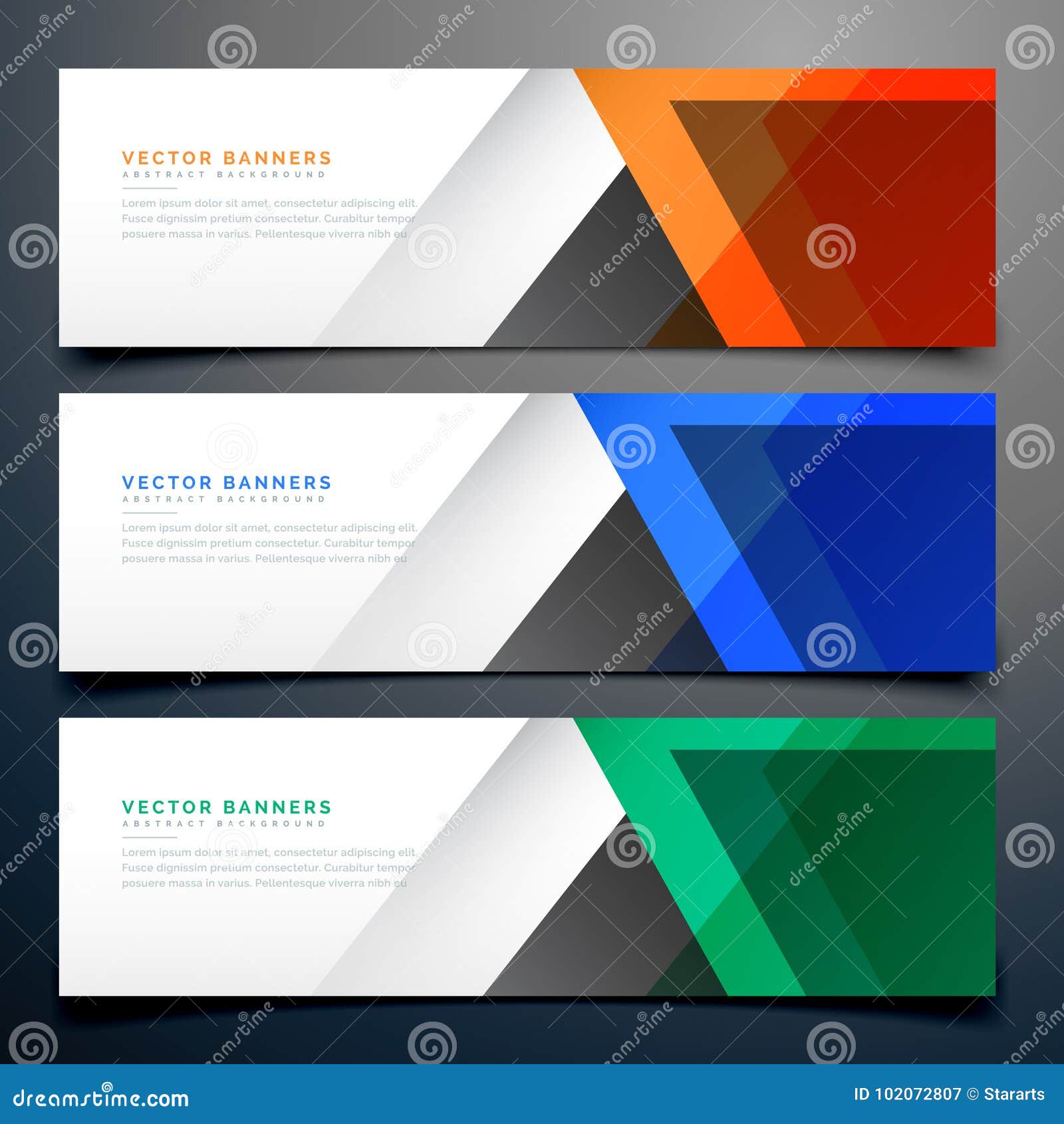 Abstract Geometric Banners in Three Different Colors Stock Vector ...