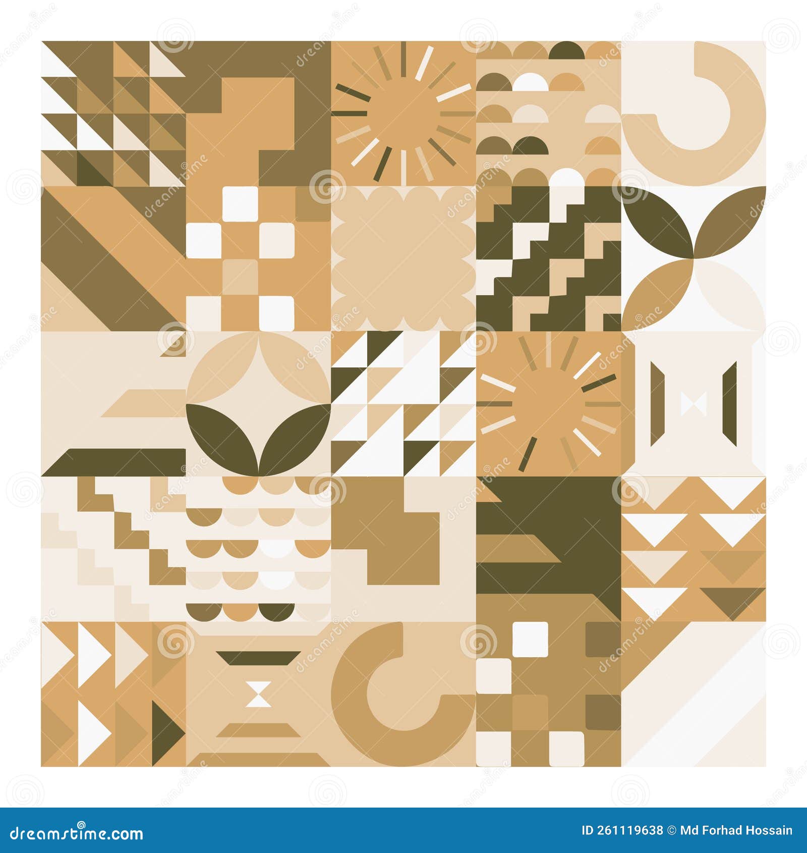 Abstract Geometric Bauhaus Pattern Design. Stock Vector - Illustration ...