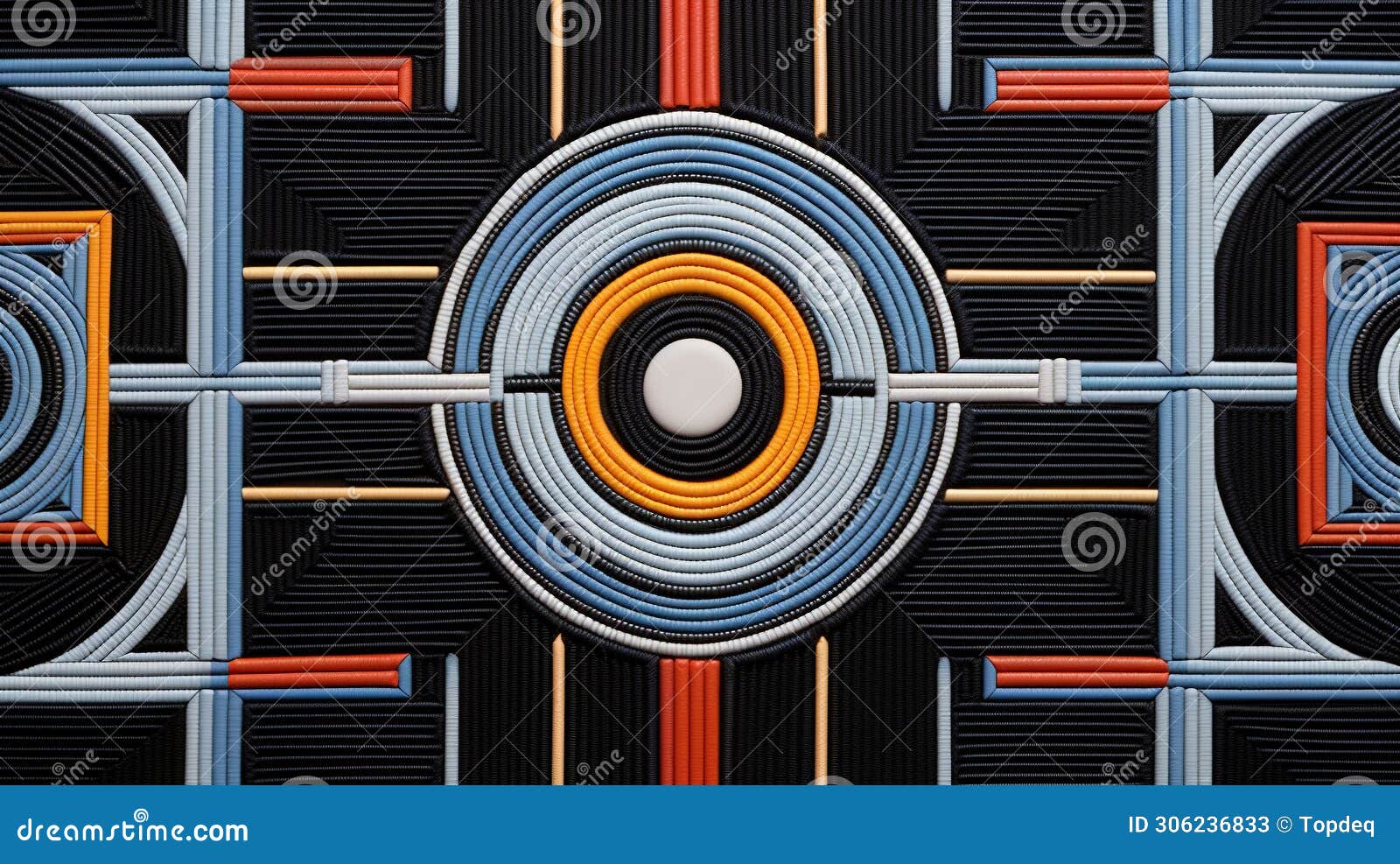 Abstract Geometric Bauhaus Style Embroidery Pattern, Primary Colors ...