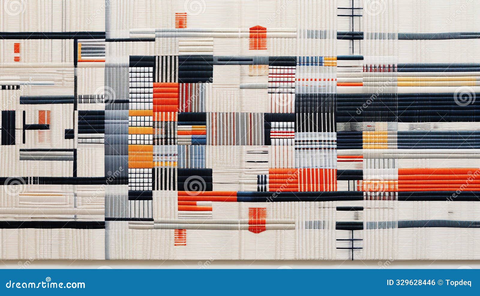 Abstract Geometric Bauhaus Style Embroidery Pattern, Primary Colors ...