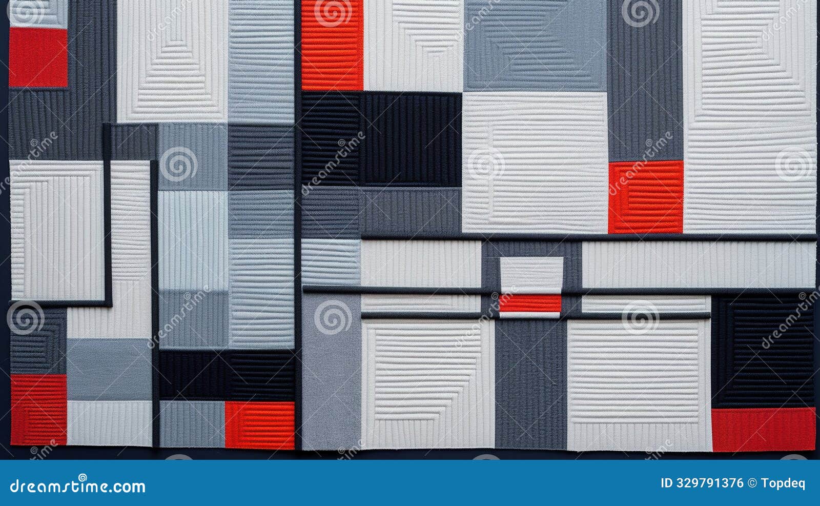 Abstract Geometric Bauhaus Style Embroidery Pattern, Primary Colors ...