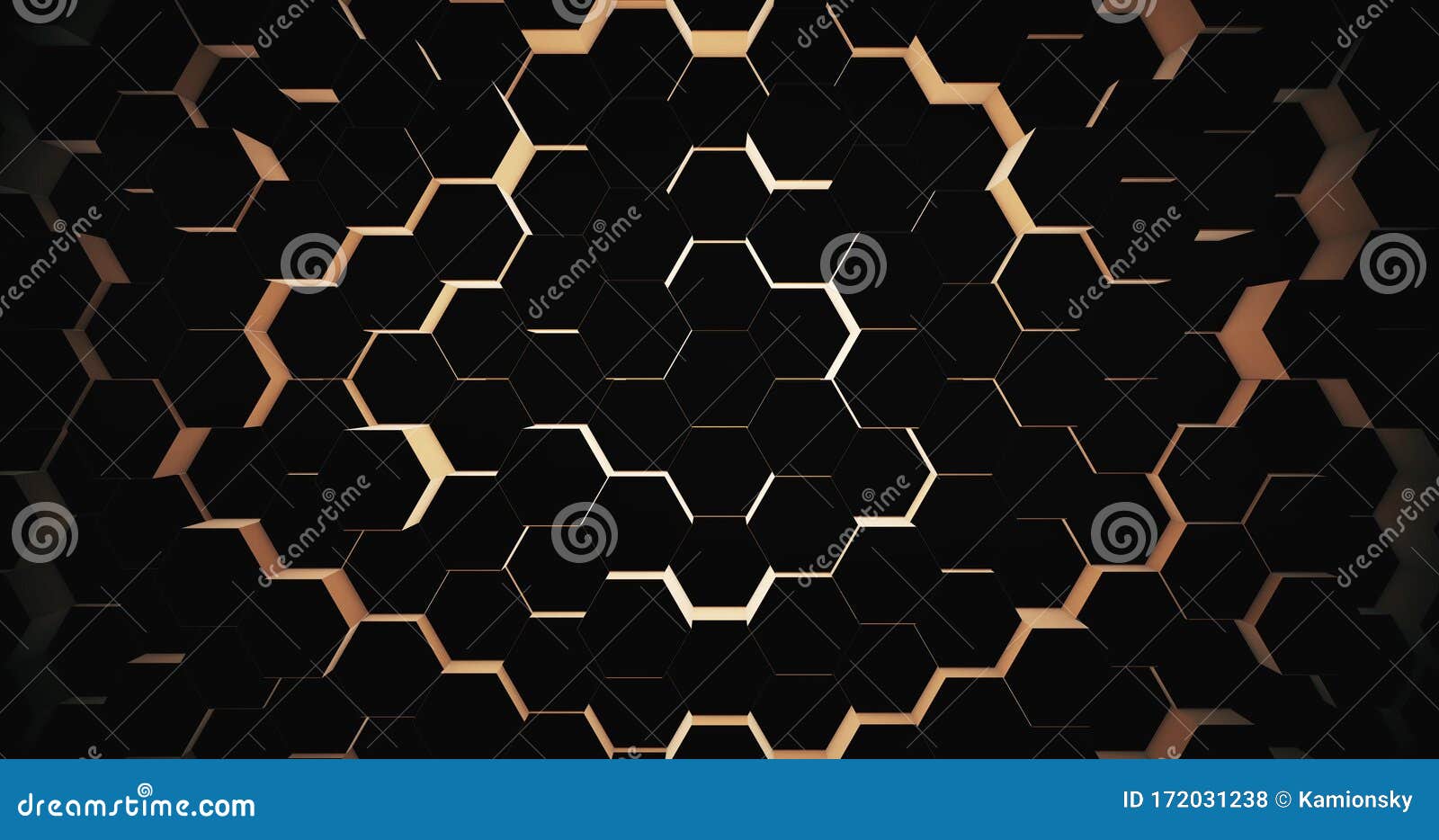 Abstract Geometric Black Hexagone Background. 3D Rendering. 3D ...