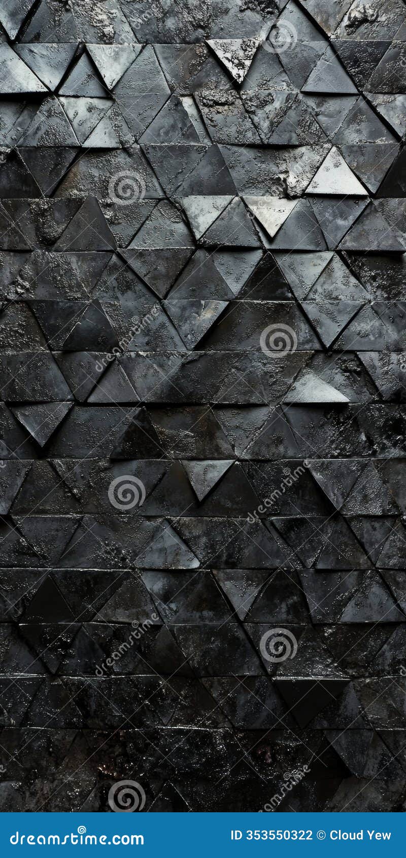 Abstract Geometric Black Stone Wall with Triangular Patterns Stock ...
