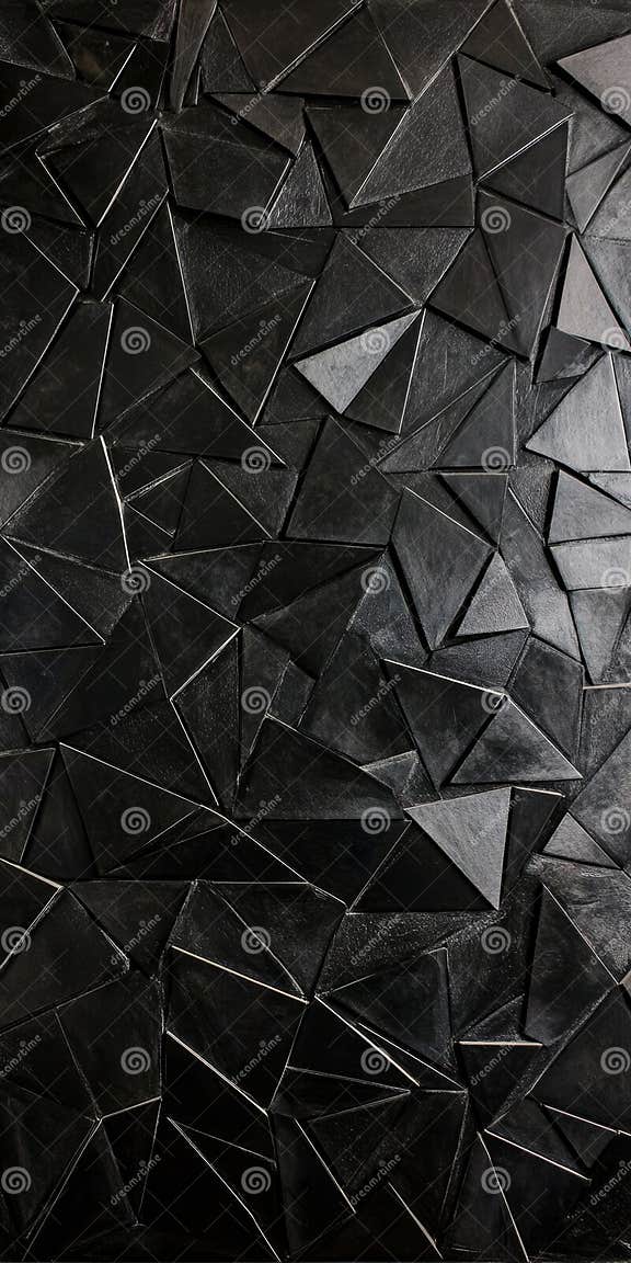 Abstract Geometric Black Tile Wall with Triangular Patterns Stock ...