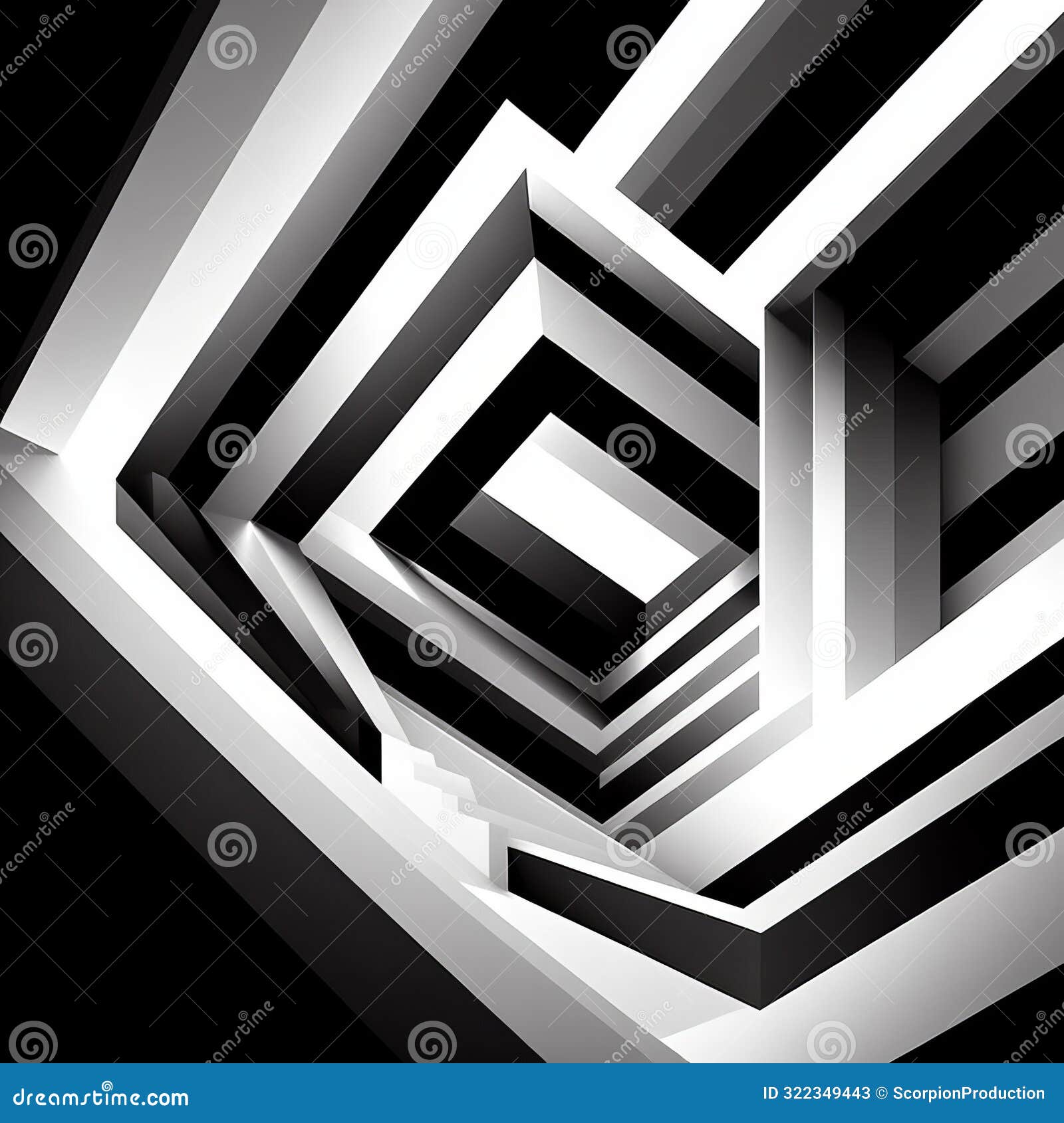 Abstract Geometric Black and White Architectural Design Stock ...