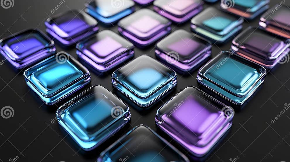 Abstract Geometric Blocks, Dark Background Design, 3D Rendering Stock ...