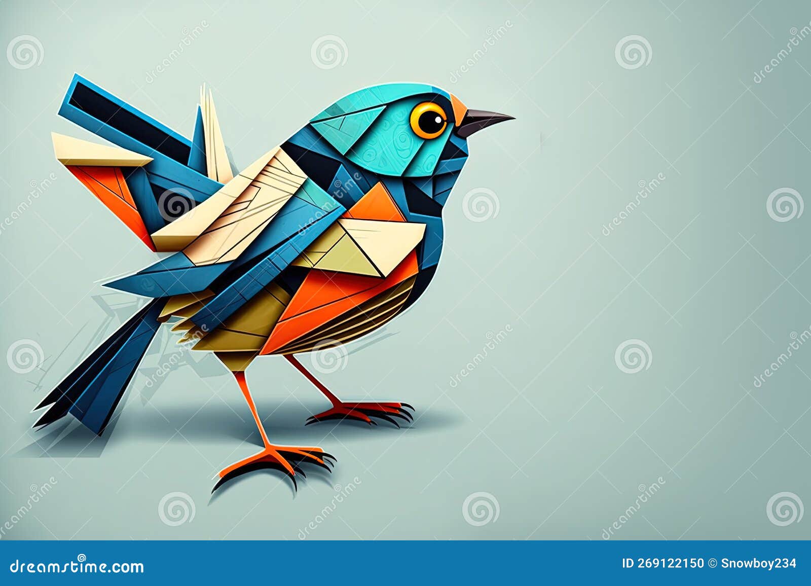 Abstract Geometric Blue Bird, Low Poly in Constructivism Style Design ...