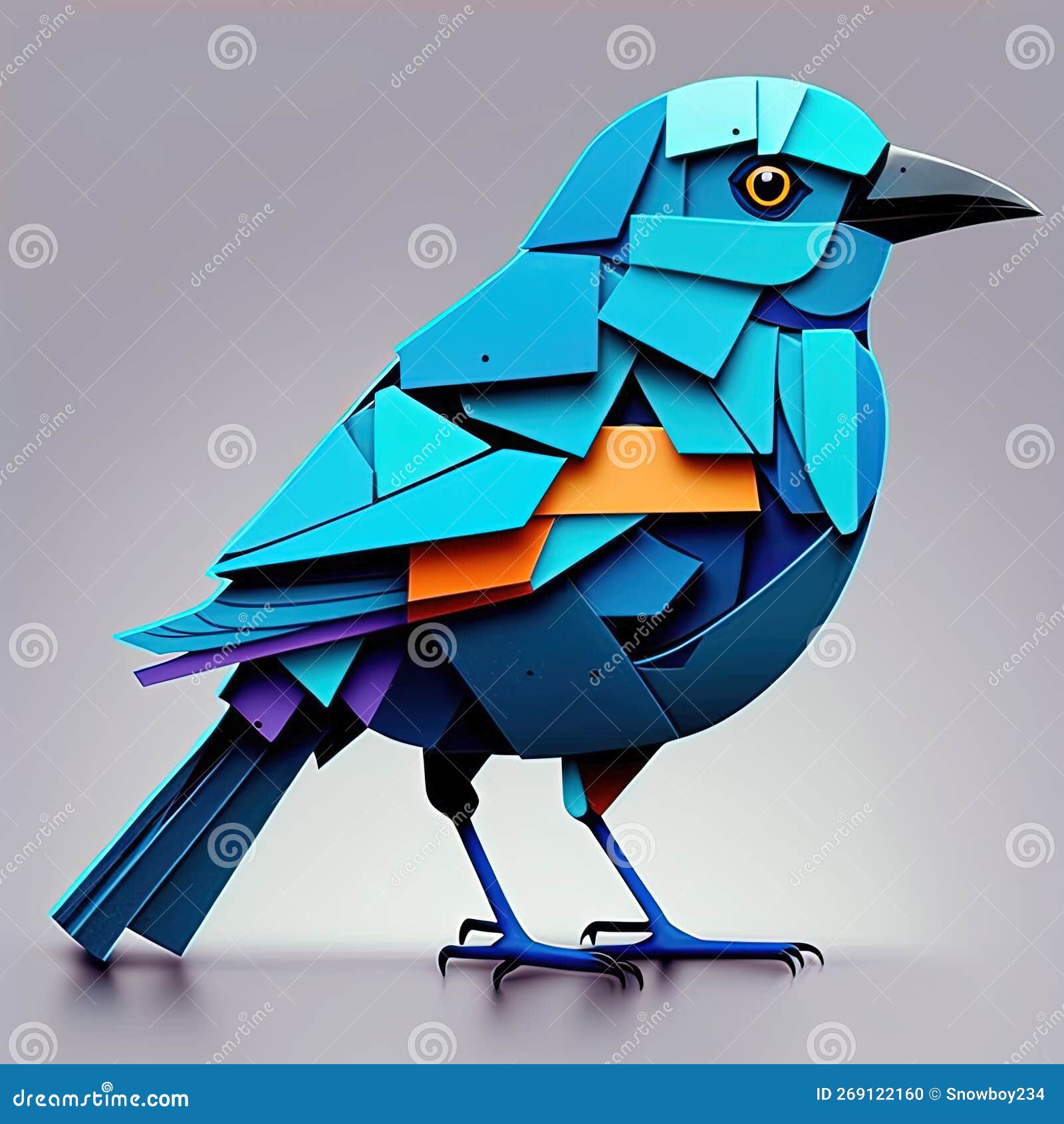 Abstract Geometric Blue Bird, Low Poly in Constructivism Style Design ...