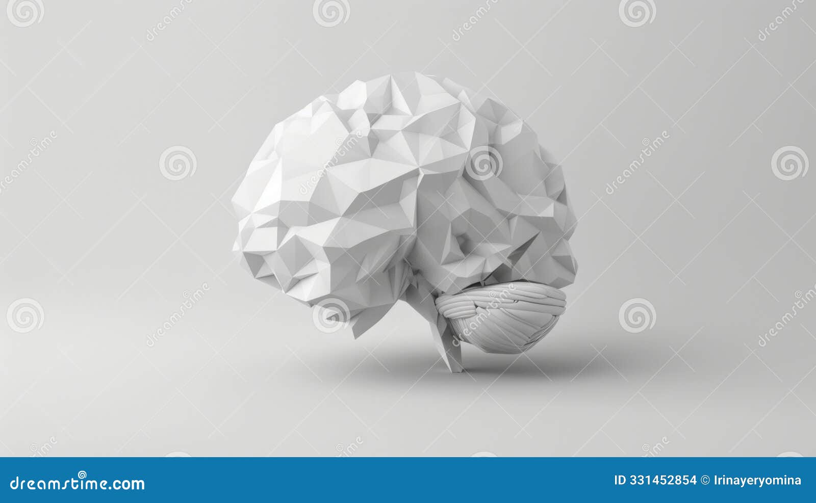 Abstract Geometric Brain on Minimalist Background Stock Illustration ...