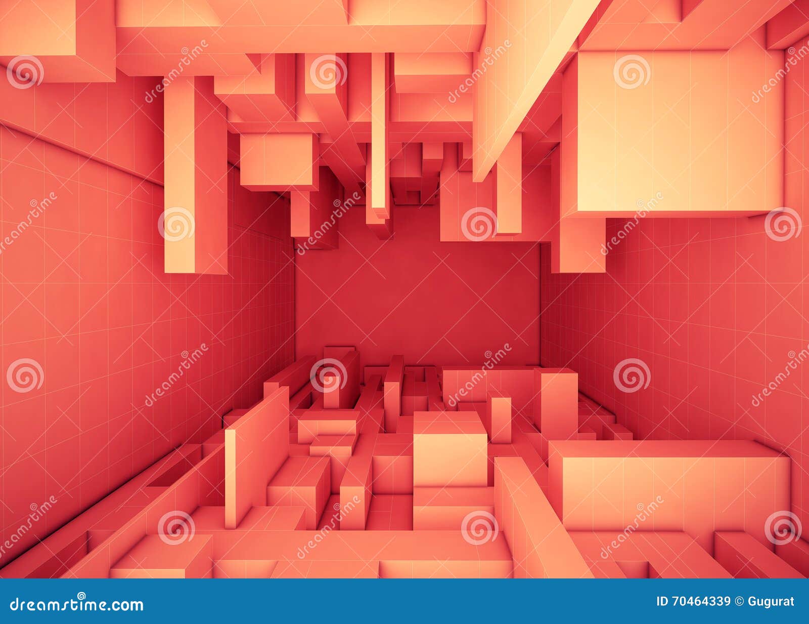 Abstract Geometric Building Tower Box Rectangular Orange Stock ...