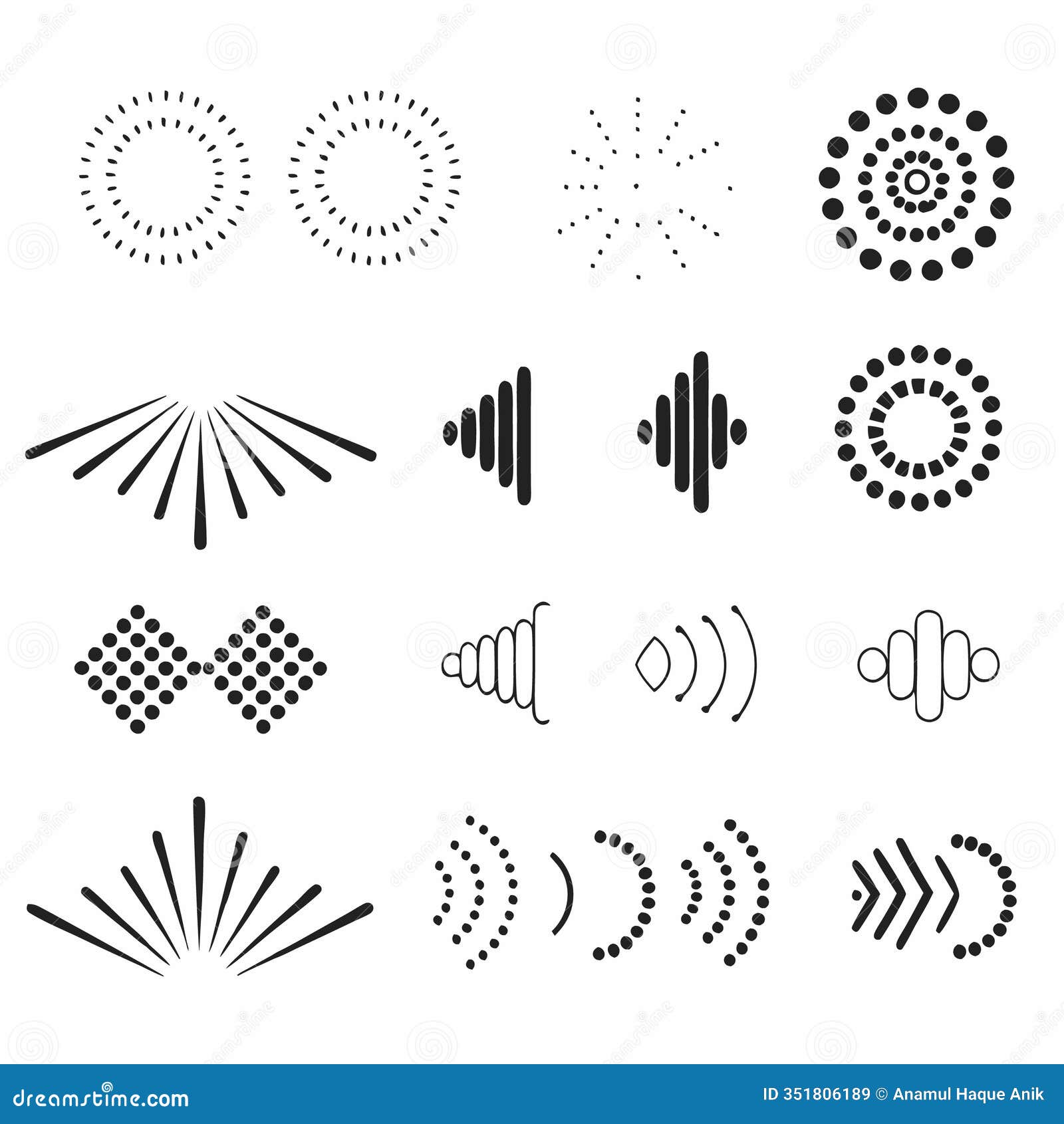 Set Of Wave Symbols For Design Isolated On White Royalty-Free ...
