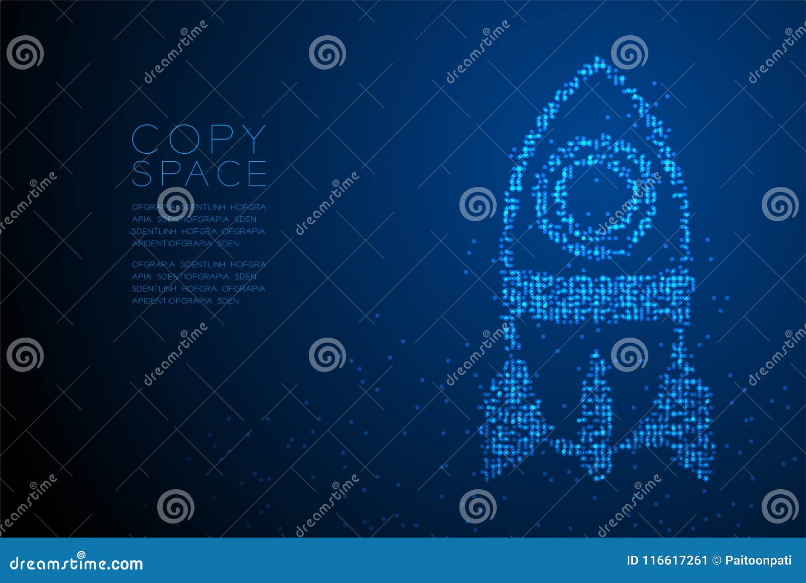 Abstract Geometric Circle Dot Pattern Cartoon Rocket Spaceship Shape ...