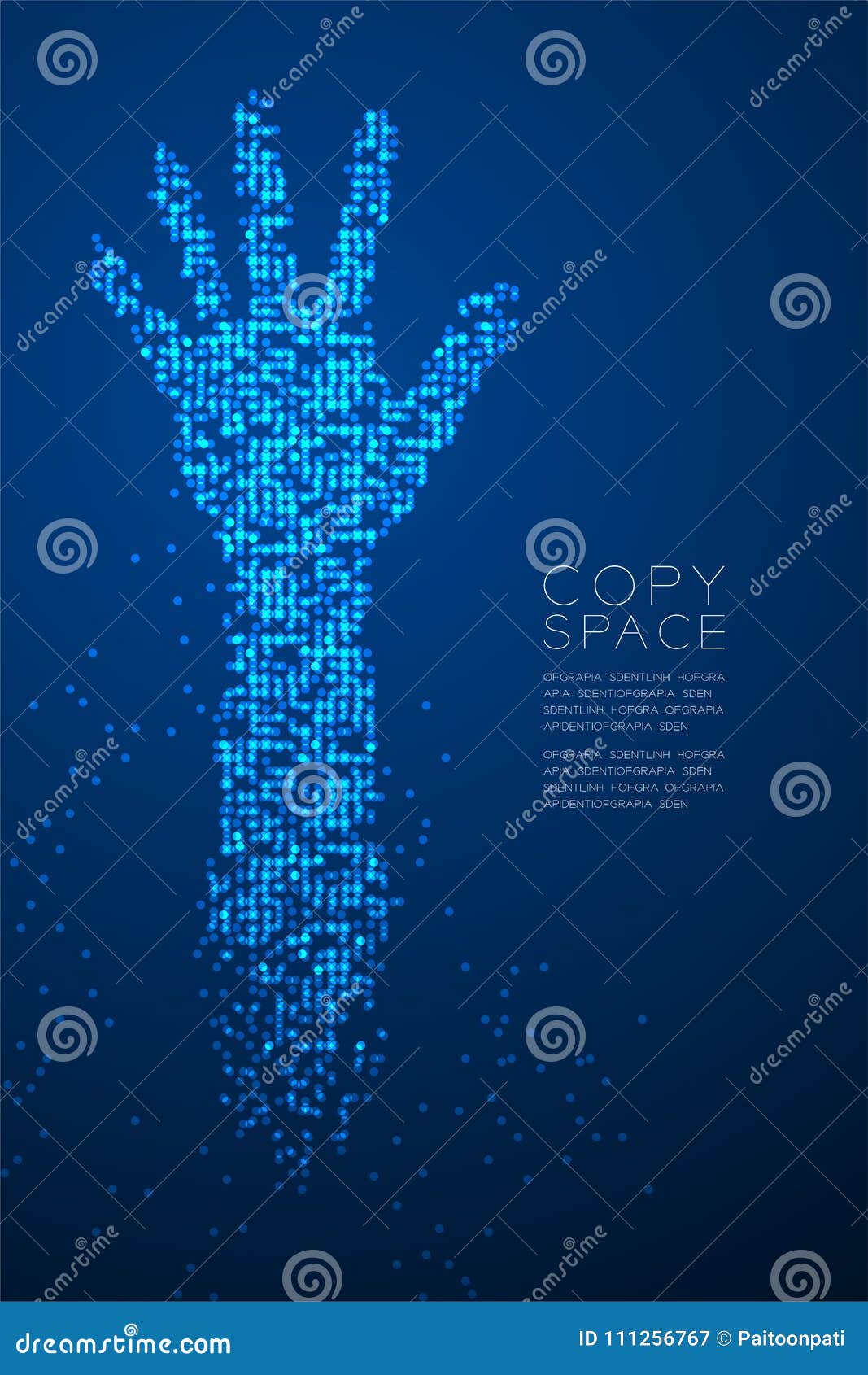 Abstract Geometric Circle Dot Pattern Open Hand Palm Shape, Sign ...