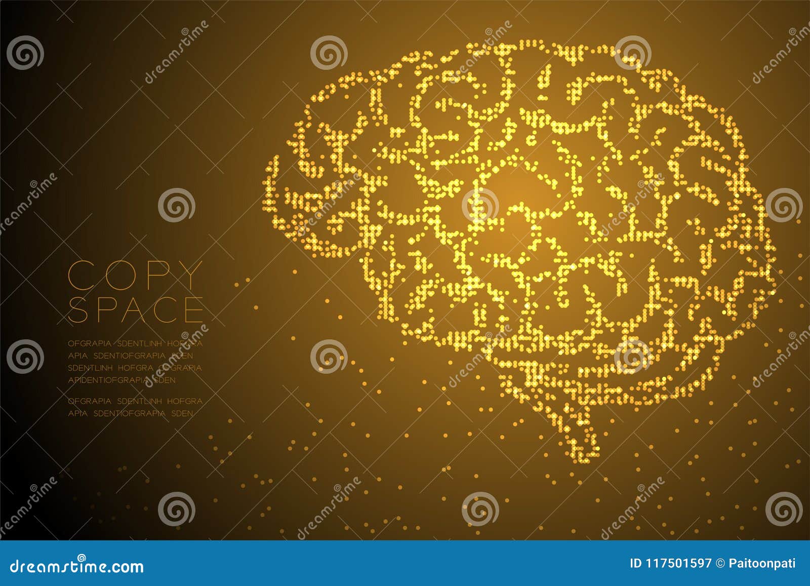 Abstract Geometric Circle Dot Pixel Pattern Brain Side View Shape ...