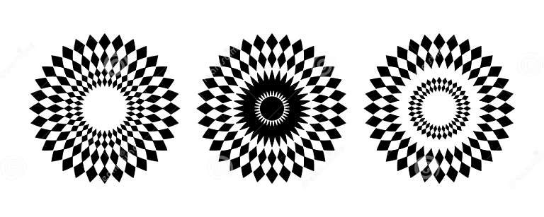 Abstract Geometric Circle Patterns. Decorative Design Elements Set ...