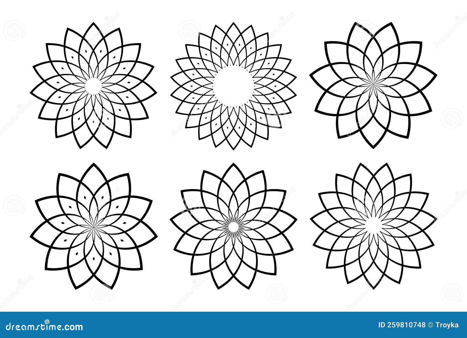 Abstract Geometric Circle Radial Patterns Stock Vector - Illustration ...