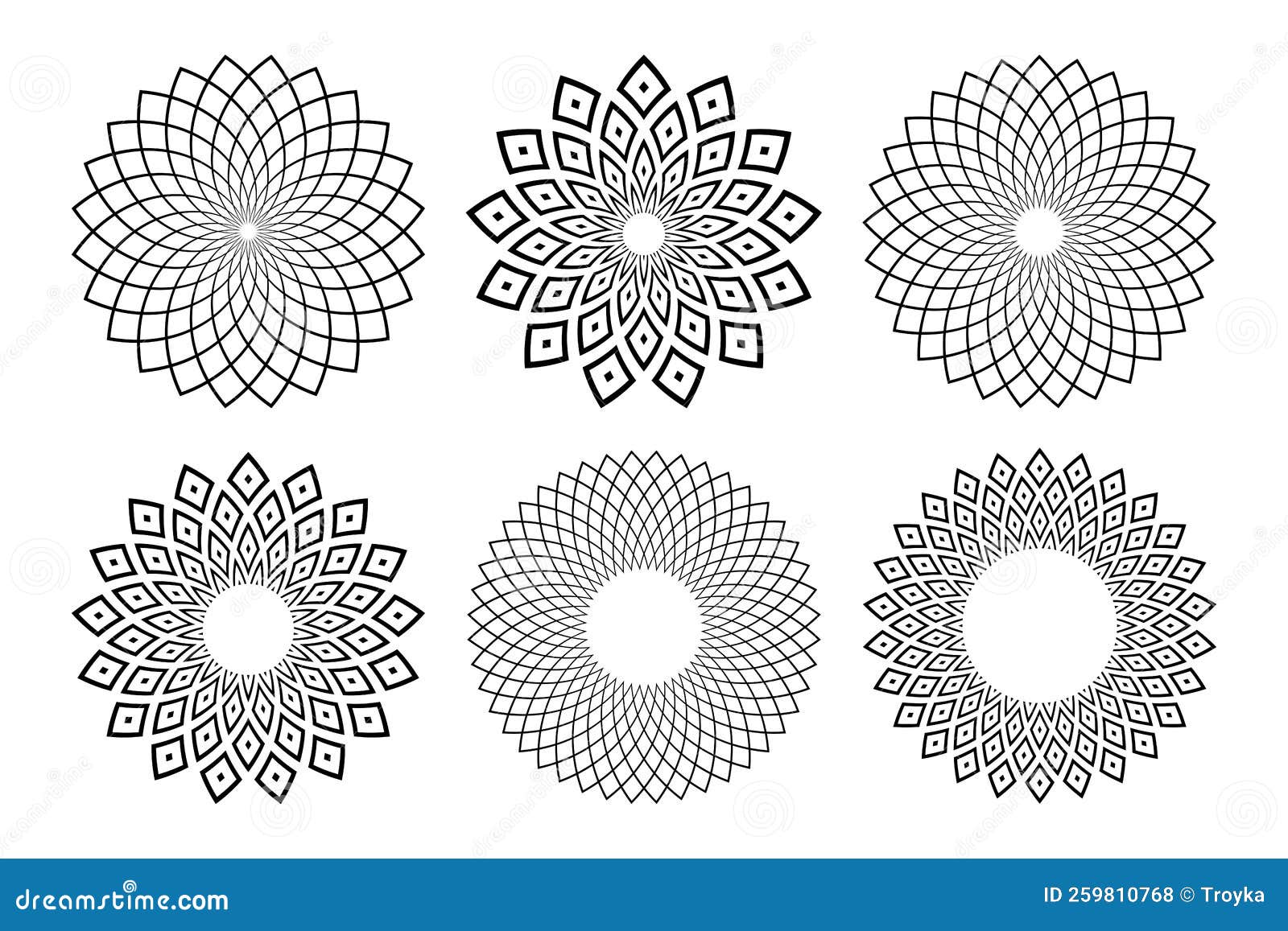 Abstract Geometric Circle Radial Patterns Stock Vector - Illustration ...