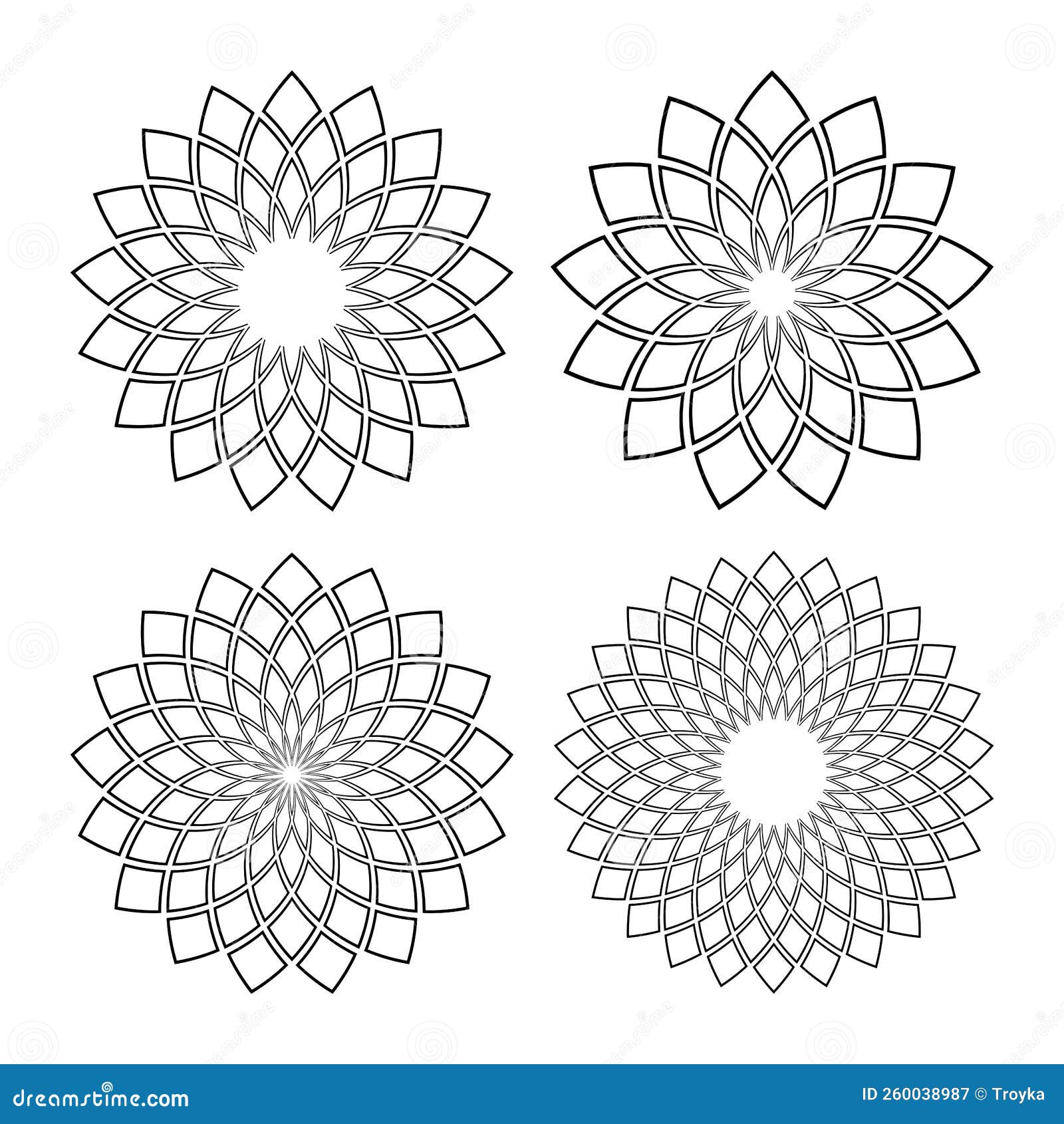 Abstract Geometric Circle Radial Patterns Stock Vector - Illustration ...