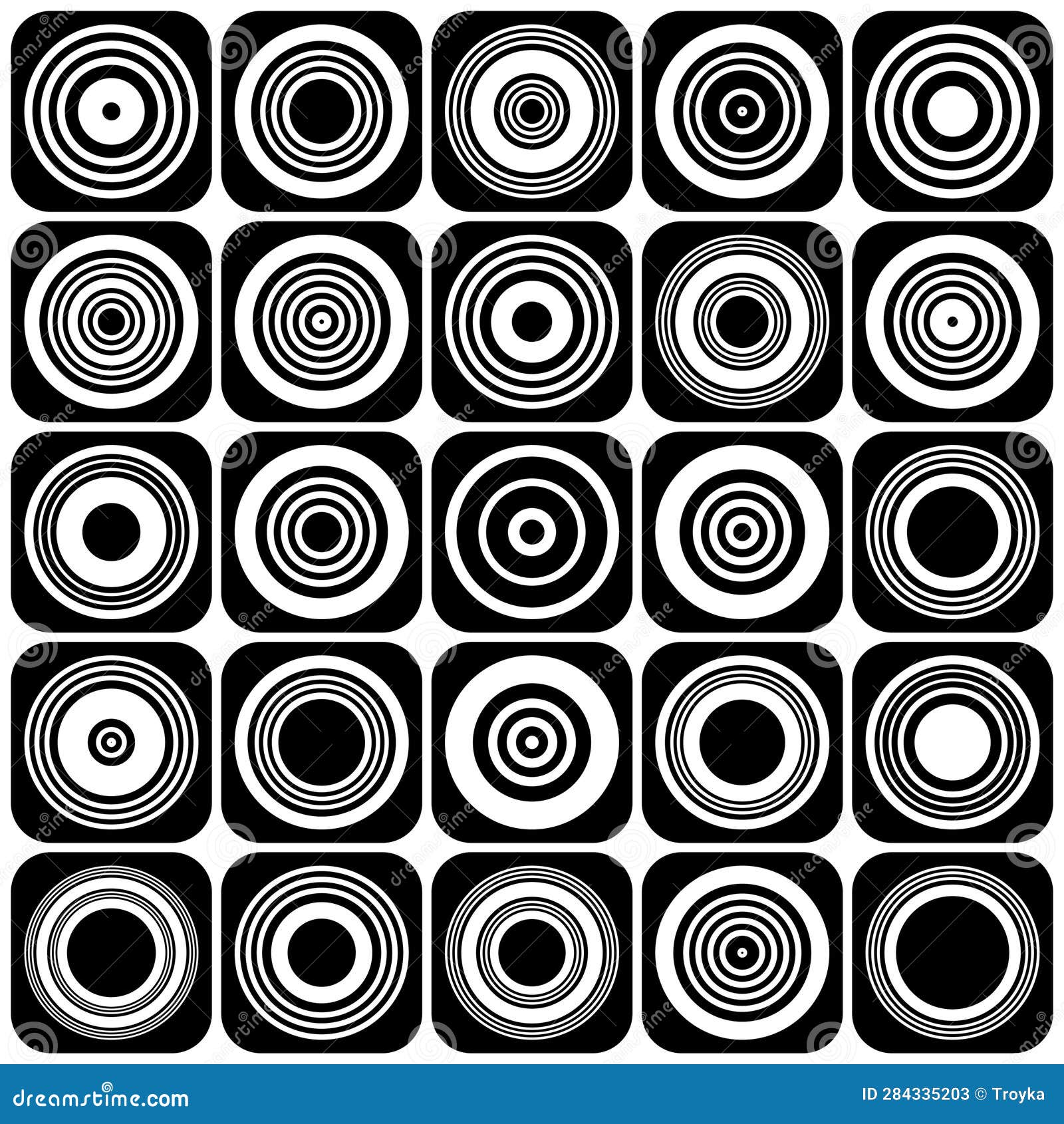 Abstract Geometric Circle and Square Black and White Design Elements ...
