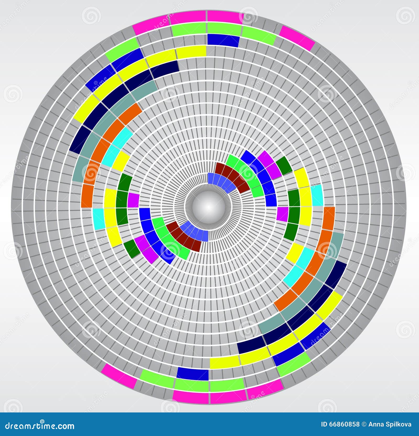 Abstract Geometric Circular Diagram with Colorful Cells and Circular ...