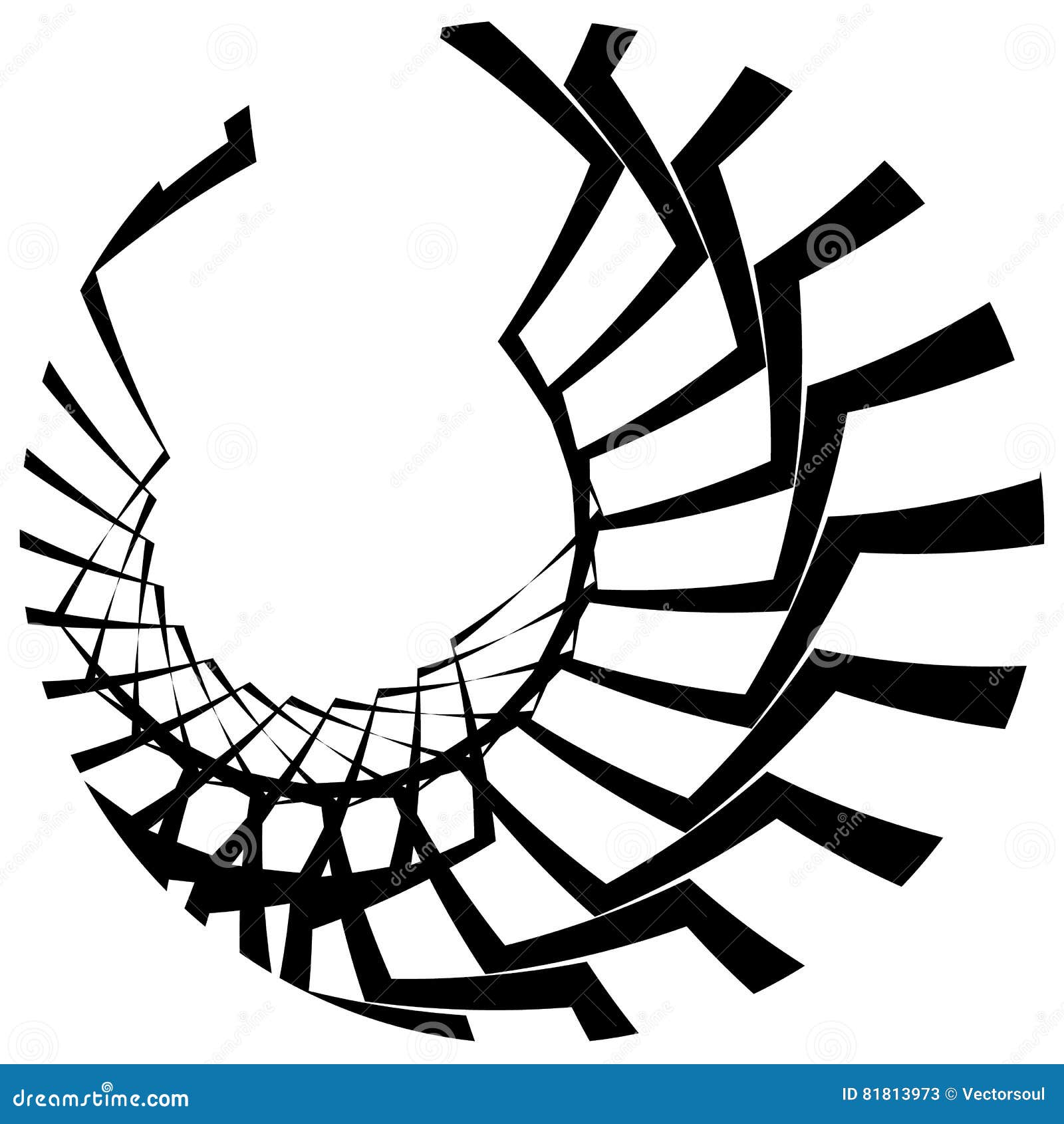 Abstract Geometric Circular Element. Radiating Irregular Shape Stock ...