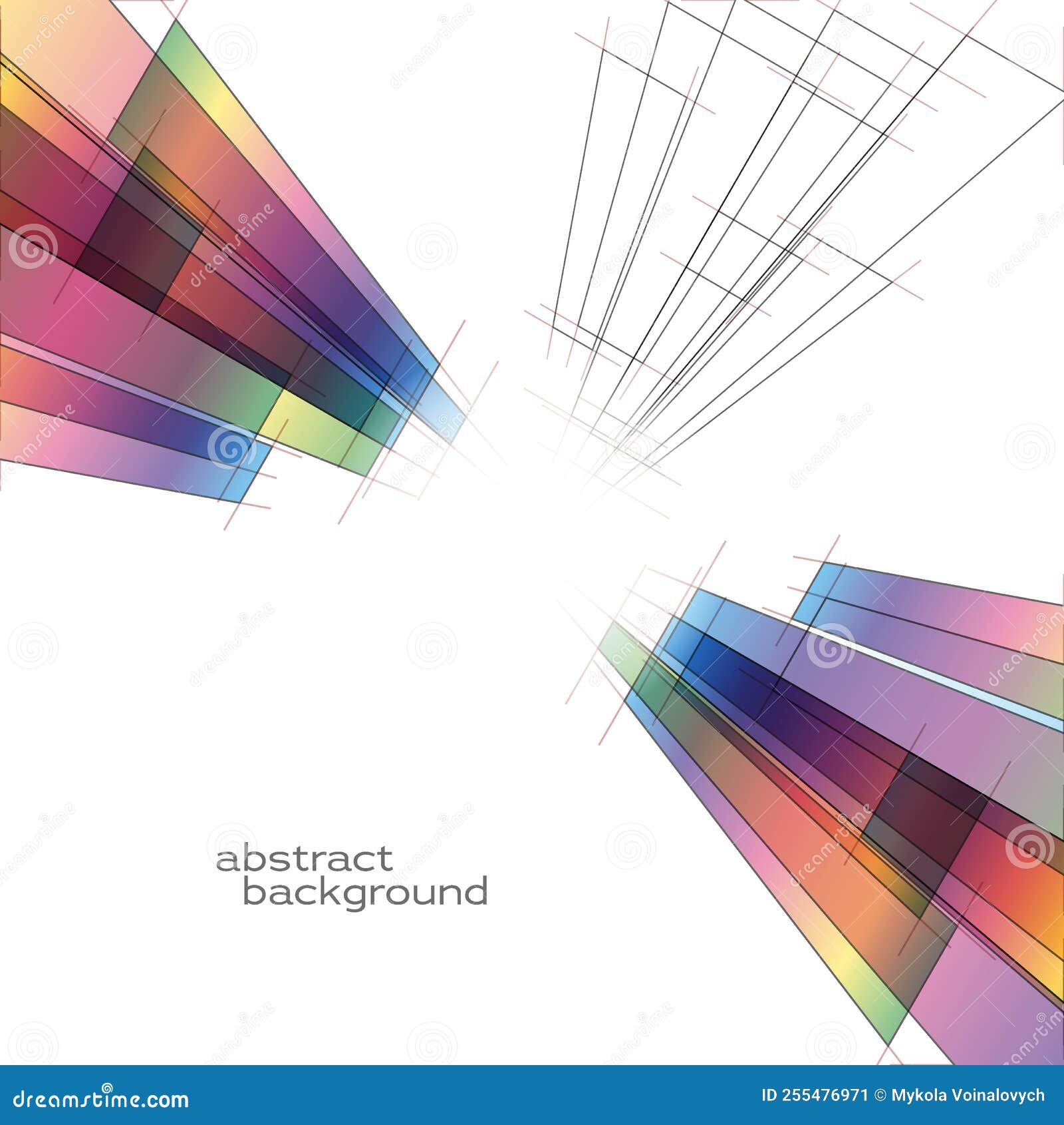 Abstract Geometric Colored Background of Rectangular Lines on a White ...