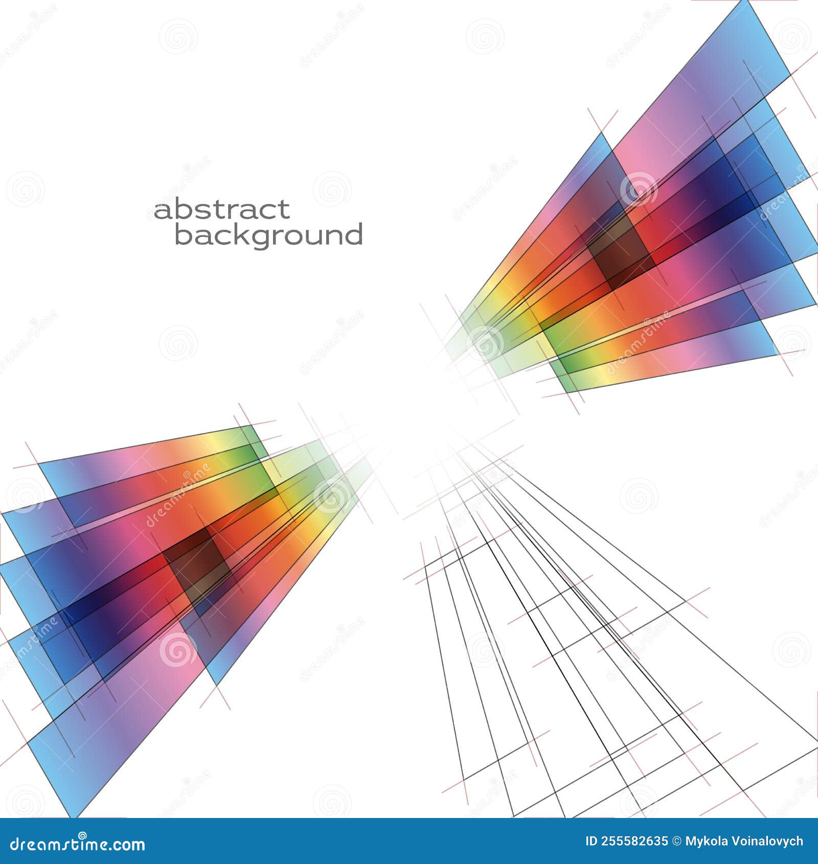 Abstract Geometric Colored Background of Rectangular Lines on a White ...