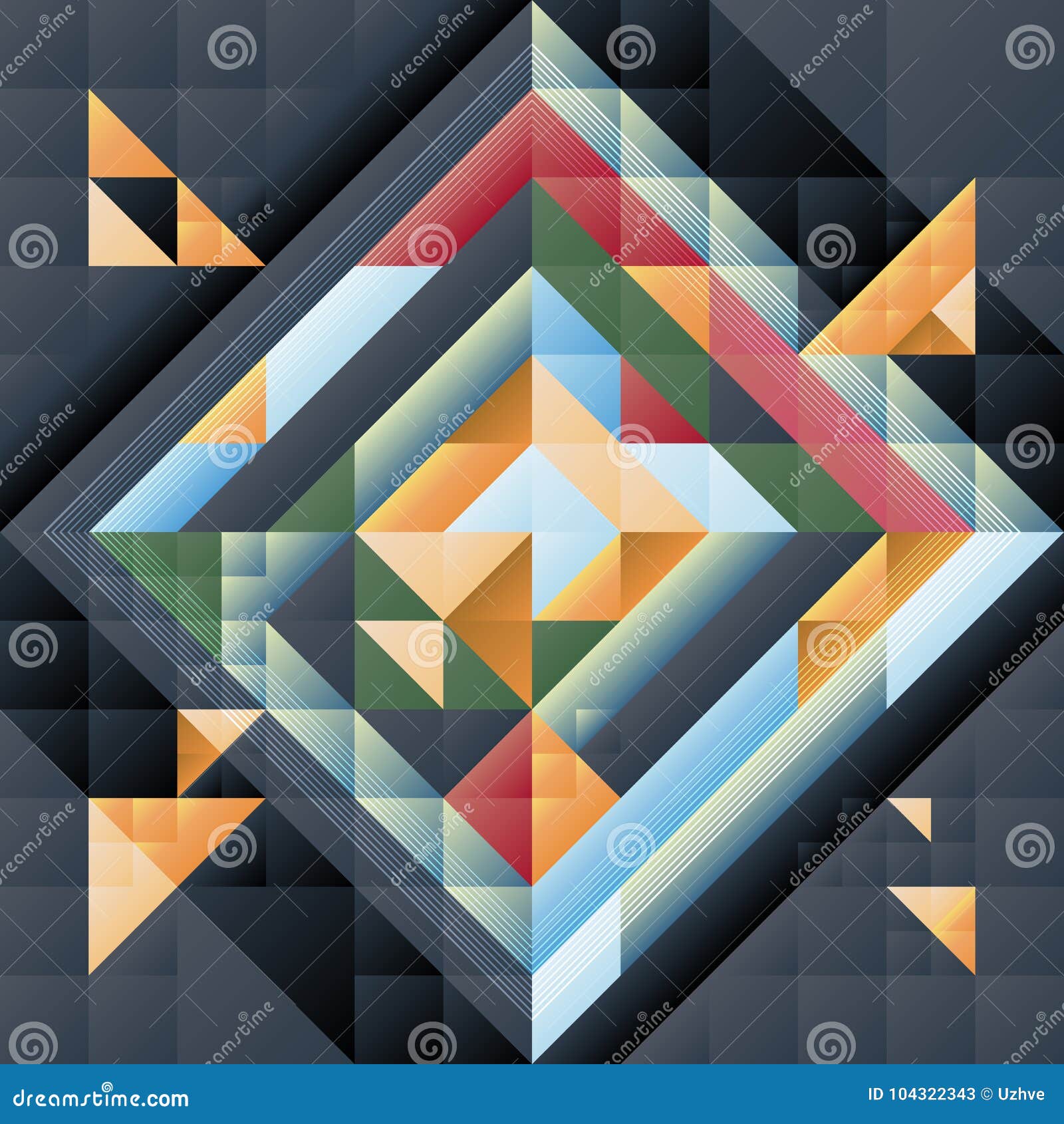 Abstract Geometric Colorful Seamless Pattern in Retro Style of Lozenges ...