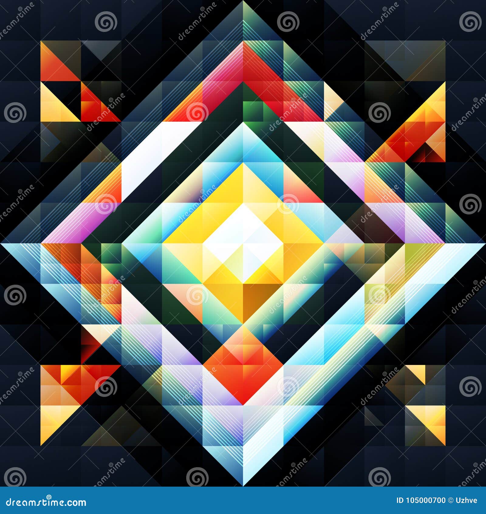 Abstract Geometric Colorful Seamless Pattern in Retro Style of Lozenges ...