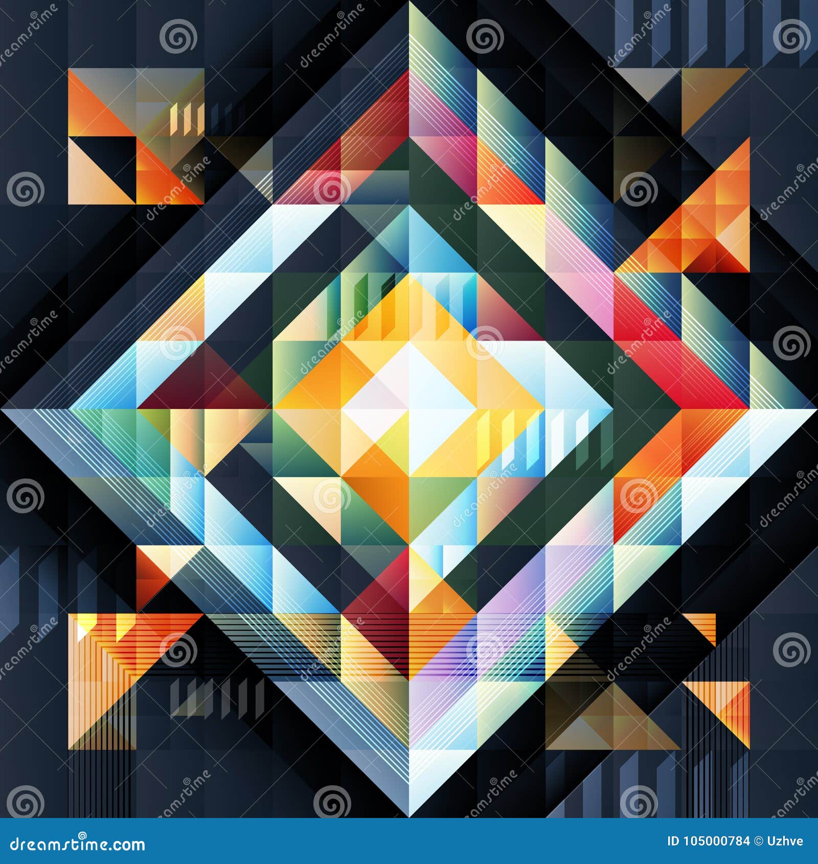 Abstract Geometric Colorful Seamless Pattern in Retro Style of Lozenges ...