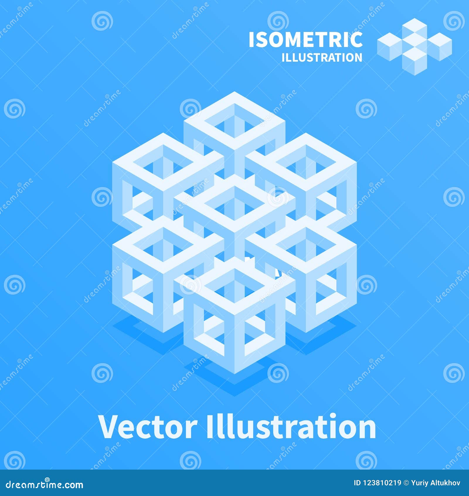 Abstract Geometric Composition. 3d Pixel Art. Stock Vector ...